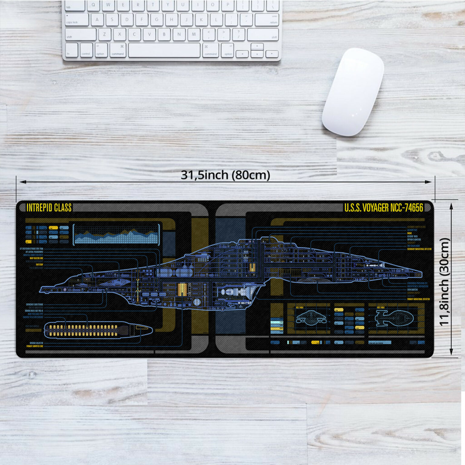 Intrepid Class – USS Voyager LCARS Schematic Desk Mat – BohoPride