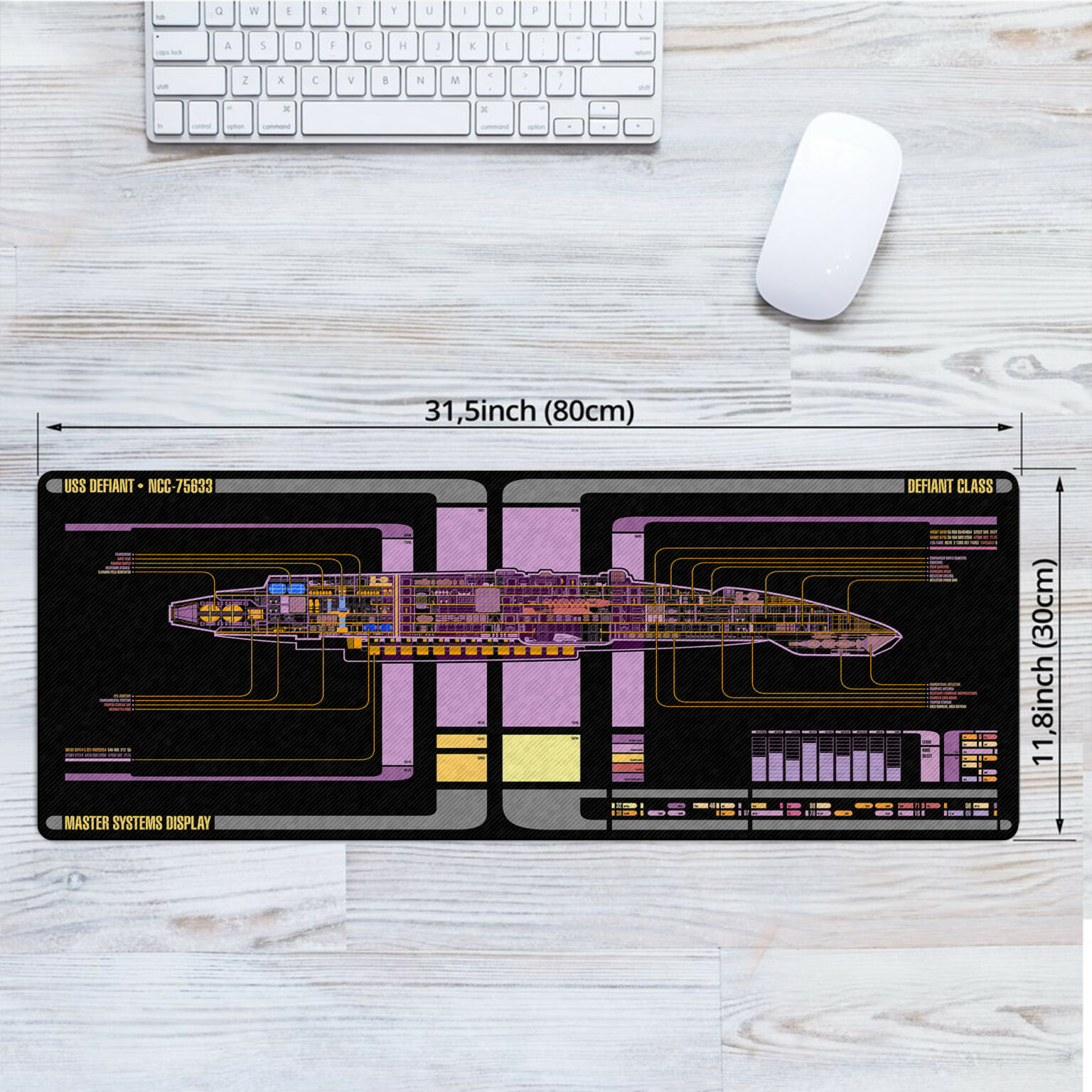 Defiant Class – USS Defiant NCC-75633 LCARS Schematic Desk Mat – BohoPride