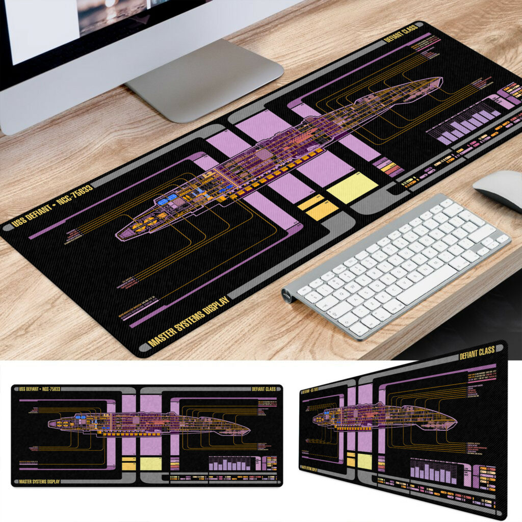 Defiant Class – USS Defiant NCC-75633 LCARS Schematic Desk Mat – BohoPride
