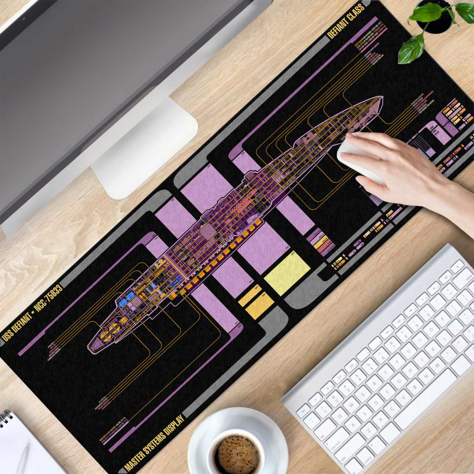 Defiant Class – USS Defiant NCC-75633 LCARS Schematic Desk Mat – BohoPride