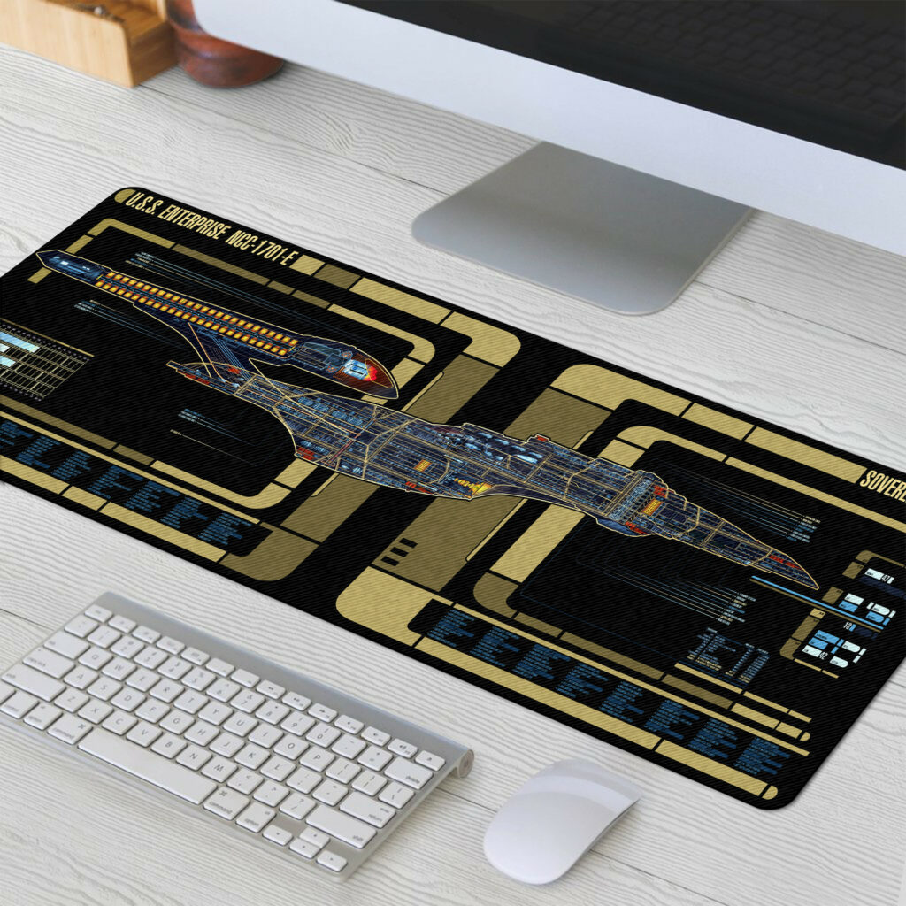 Sovereign Class – USS Enterprise-E LCARS Schematic Desk Mat – BohoPride
