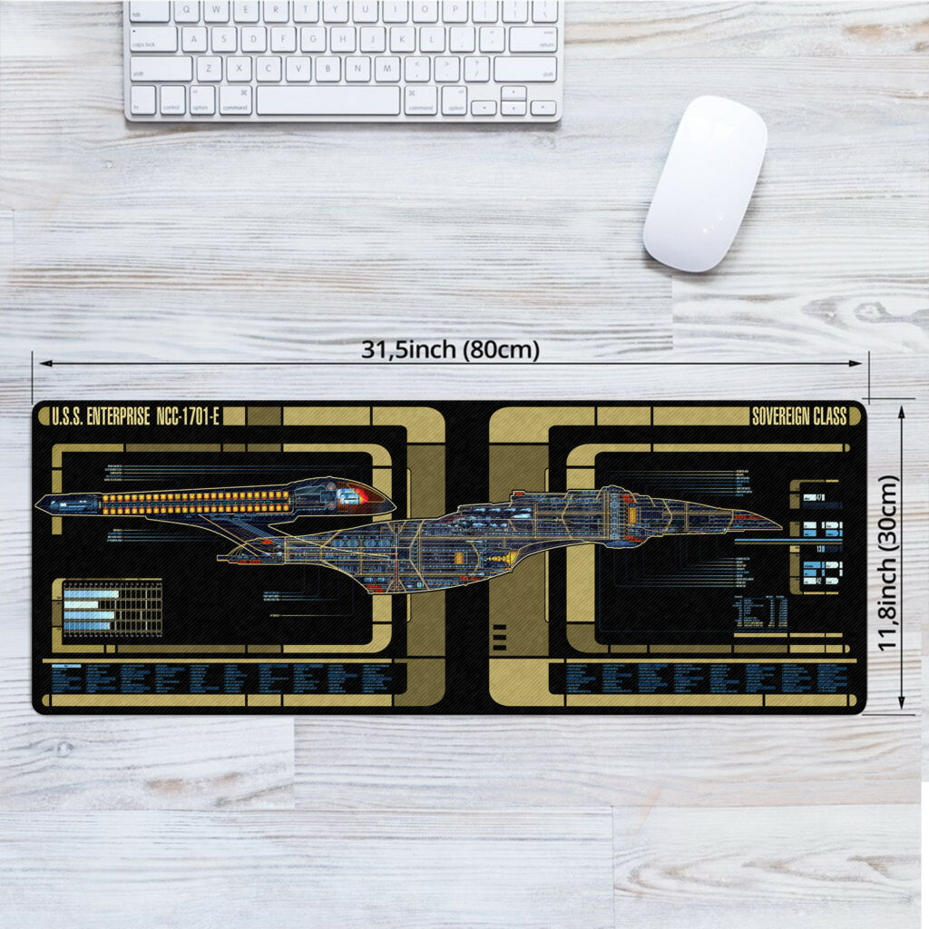 Sovereign Class – USS Enterprise-E LCARS Schematic Desk Mat – BohoPride