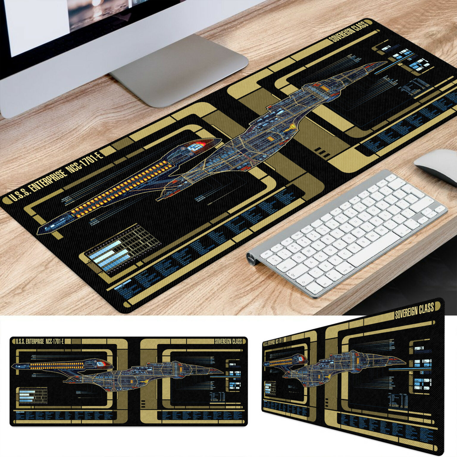 Sovereign Class – USS Enterprise-E LCARS Schematic Desk Mat – BohoPride