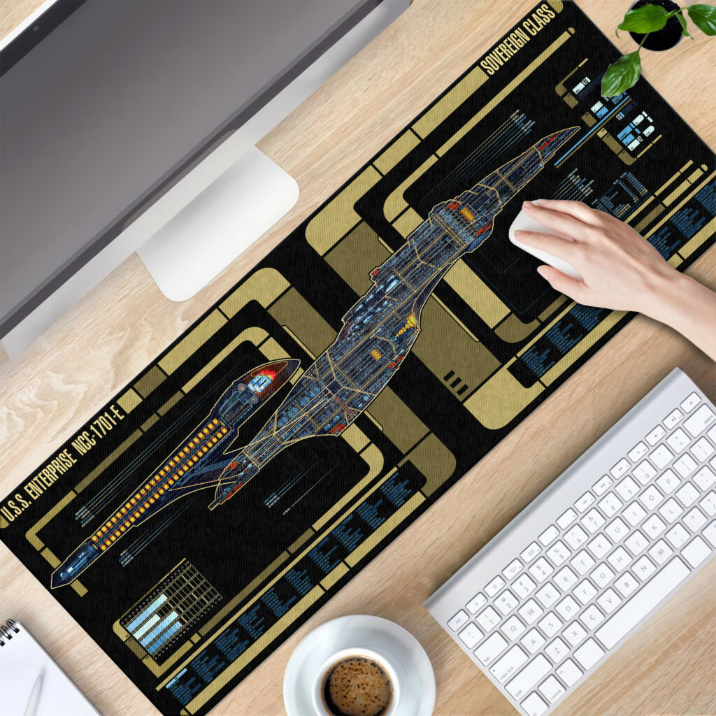 Sovereign Class – USS Enterprise-E LCARS Schematic Desk Mat – BohoPride