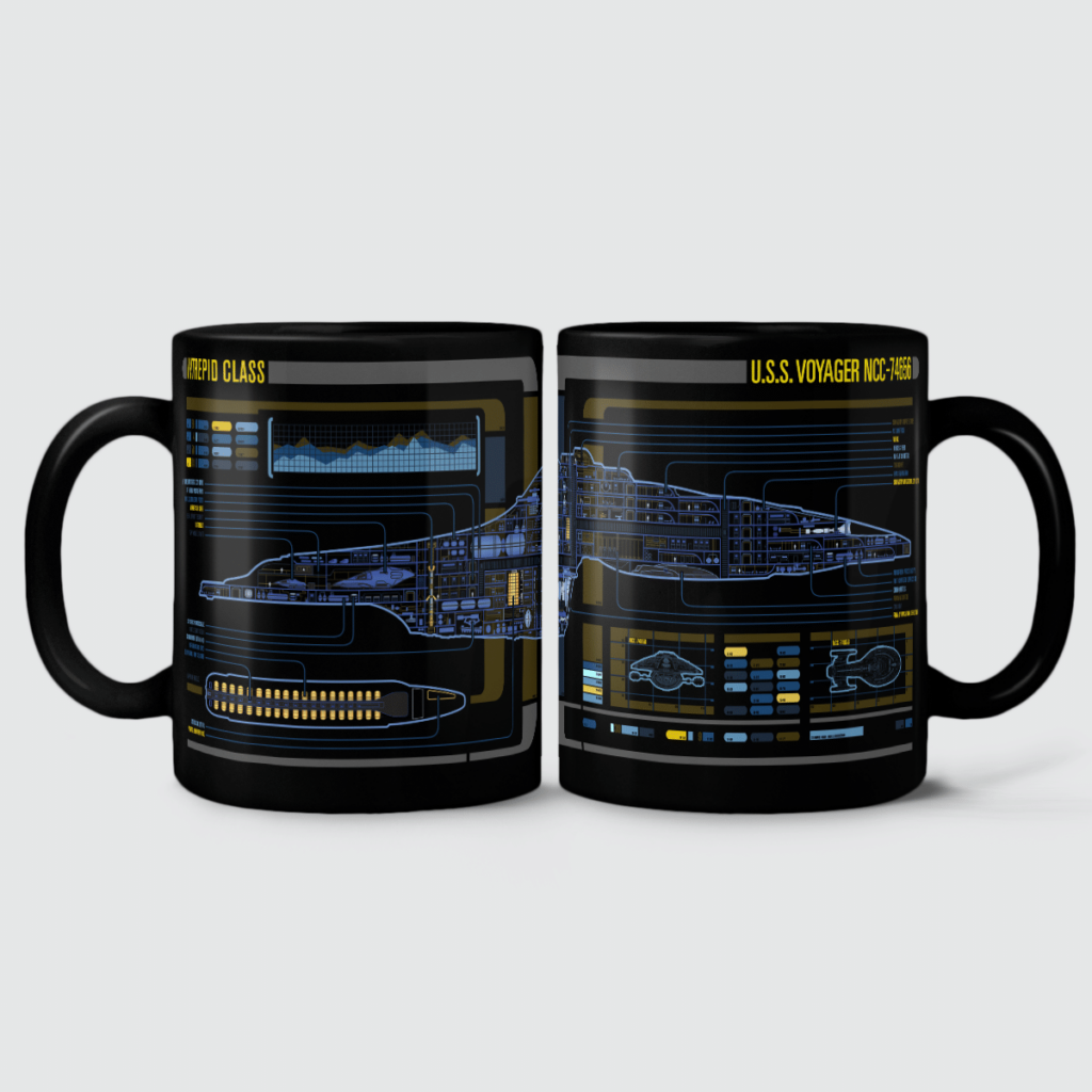 Intrepid Class – USS Voyager LCARS Schematic Mug – BohoPride