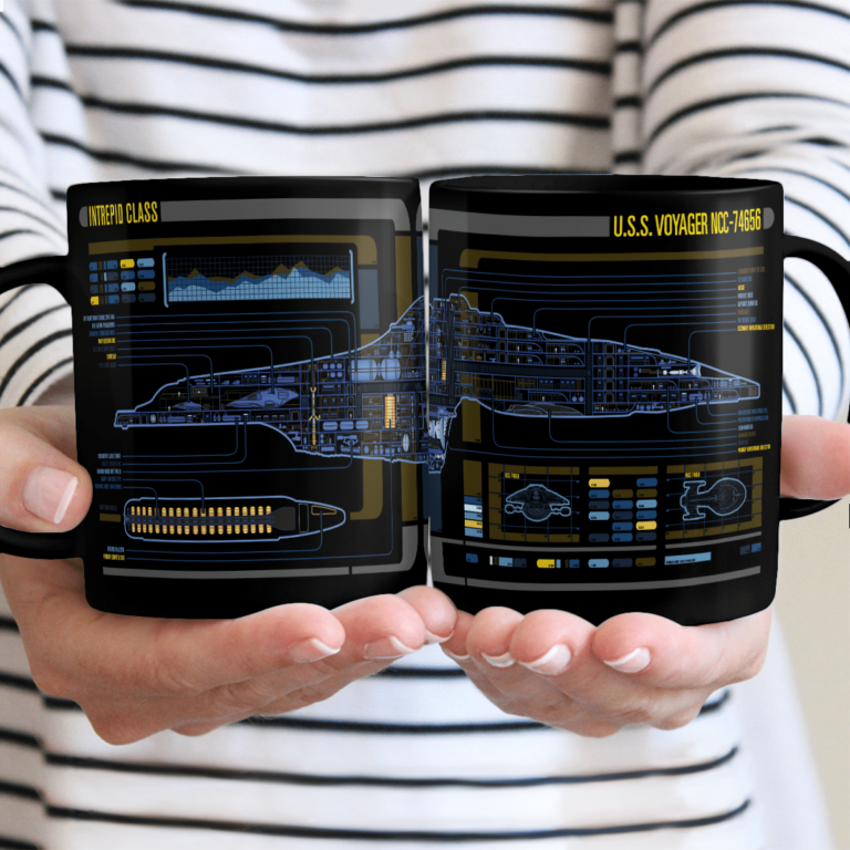 Intrepid Class – USS Voyager LCARS Schematic Mug – BohoPride