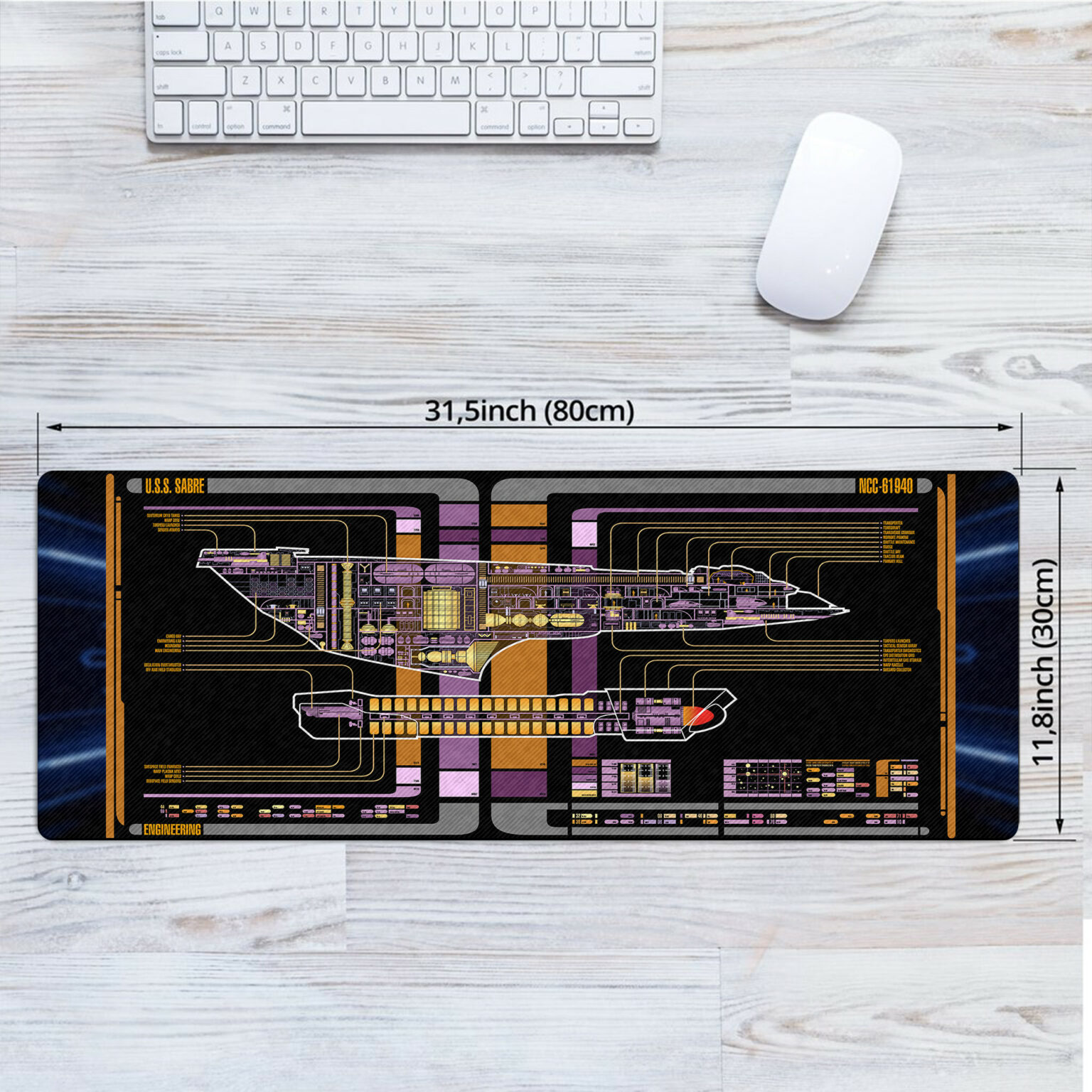 Sabre Class – USS Sabre LCARS Schematic Desk Mat – BohoPride