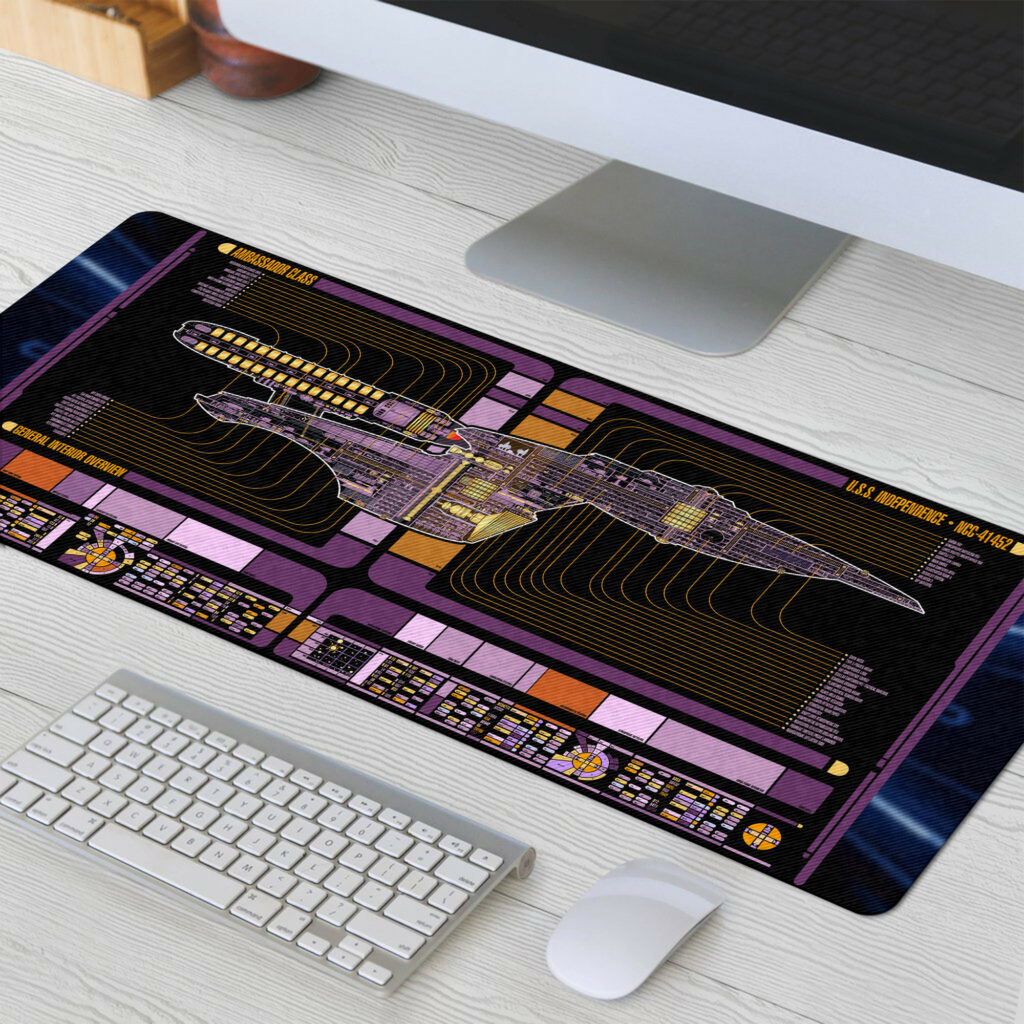 Ambassador Class – USS Independence LCARS Schematic Desk Mat – BohoPride