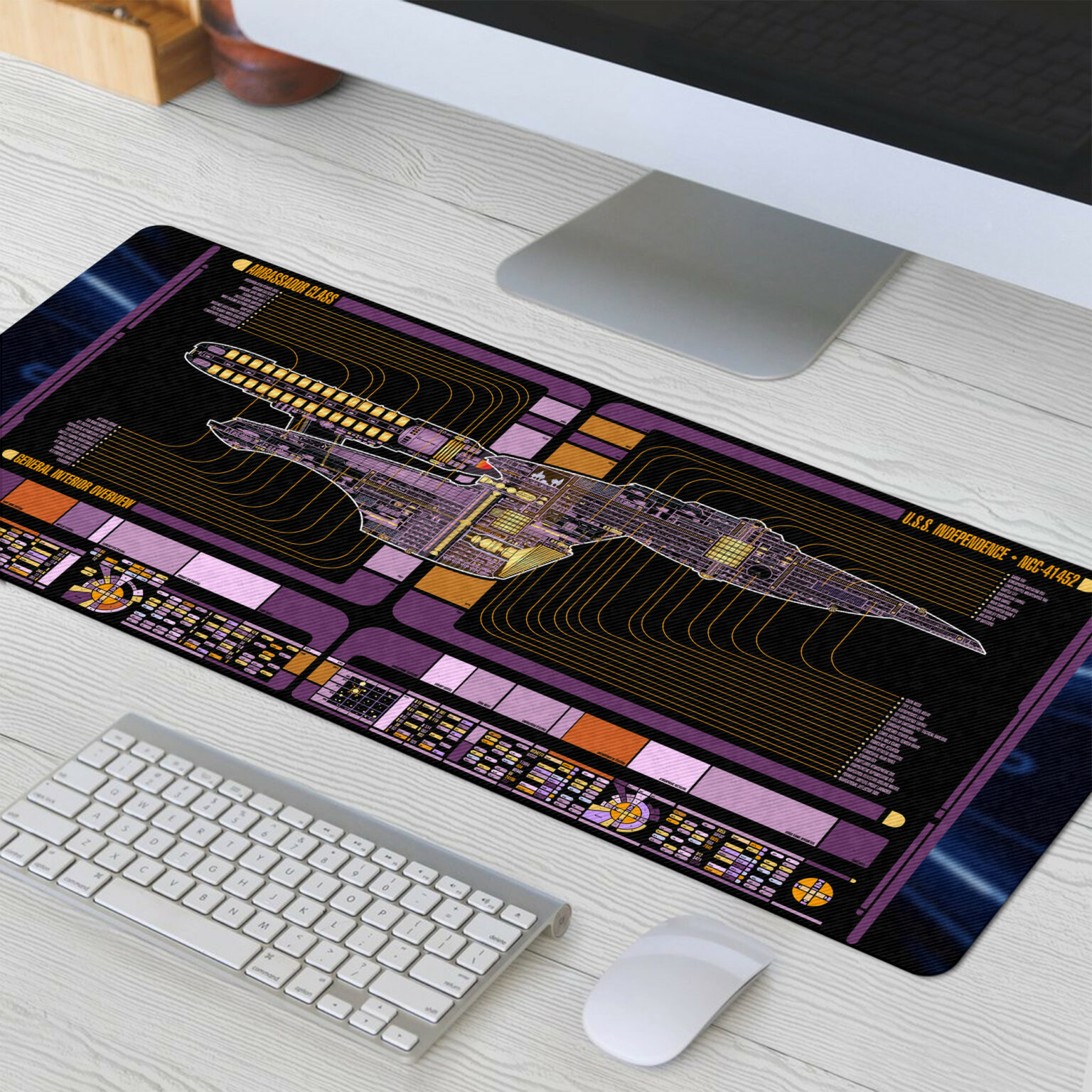 Ambassador Class – USS Independence LCARS Schematic Desk Mat – BohoPride