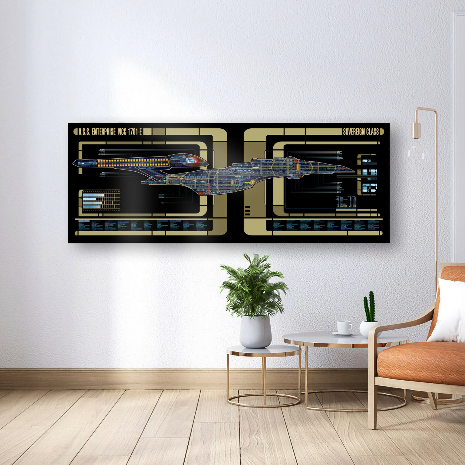 Sovereign Class – U.S.S. Enterprise-E LCARS Schematic Canvas – BohoPride