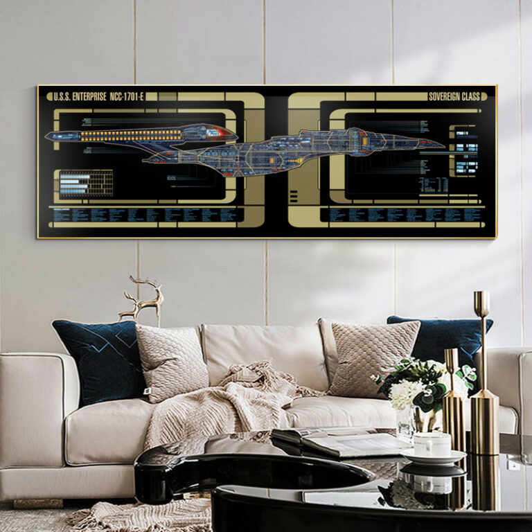 Sovereign Class – U.S.S. Enterprise-E LCARS Schematic Canvas – BohoPride