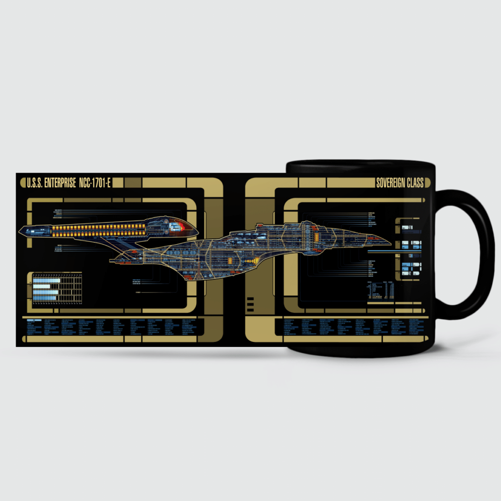 Sovereign Class – USS Enterprise-E LCARS Schematic Mug – BohoPride