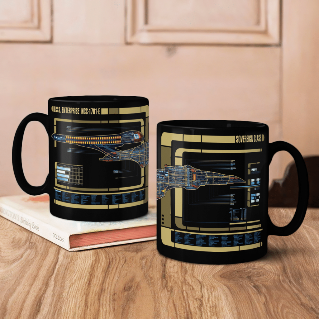 Sovereign Class – USS Enterprise-E LCARS Schematic Mug – BohoPride