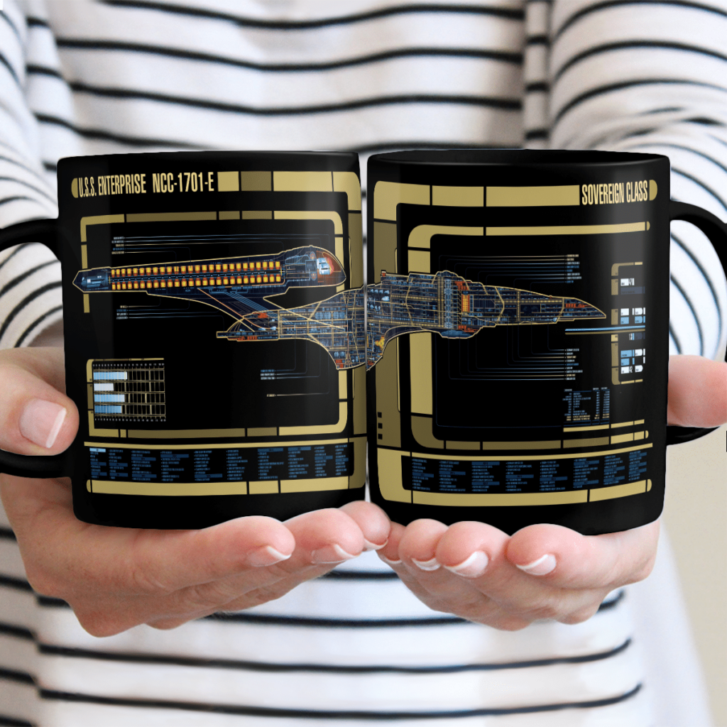 Sovereign Class – USS Enterprise-E LCARS Schematic Mug – BohoPride