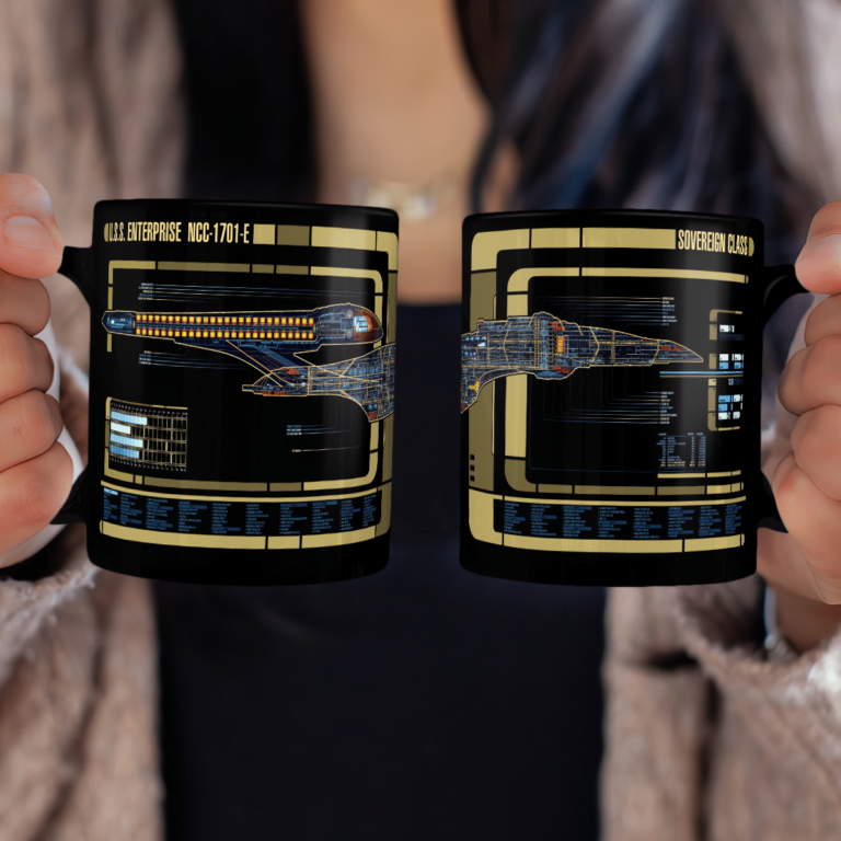 Sovereign Class – USS Enterprise-E LCARS Schematic Mug – BohoPride