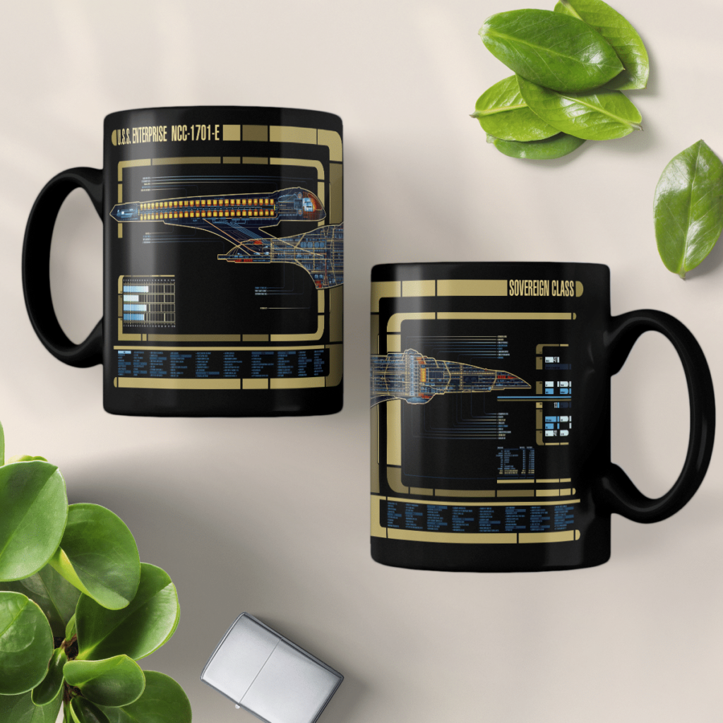 Sovereign Class – USS Enterprise-E LCARS Schematic Mug – BohoPride