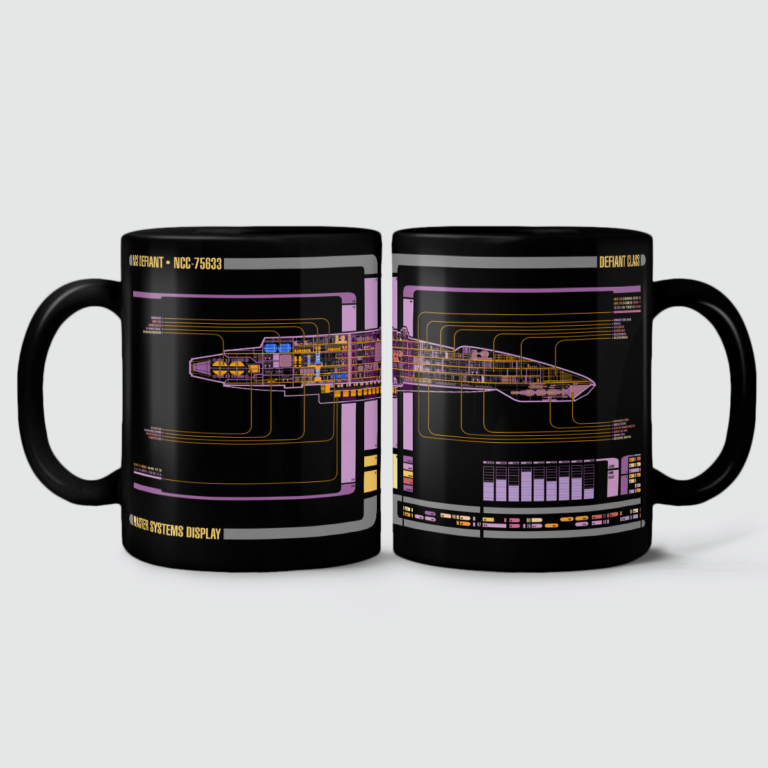Defiant Class – USS Defiant LCARS Schematic Mug – BohoPride