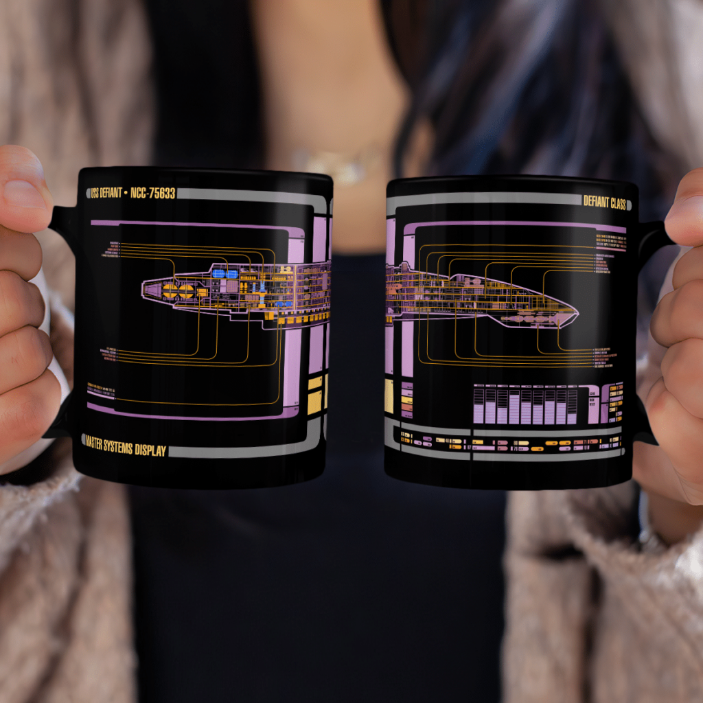 Defiant Class – USS Defiant LCARS Schematic Mug – BohoPride