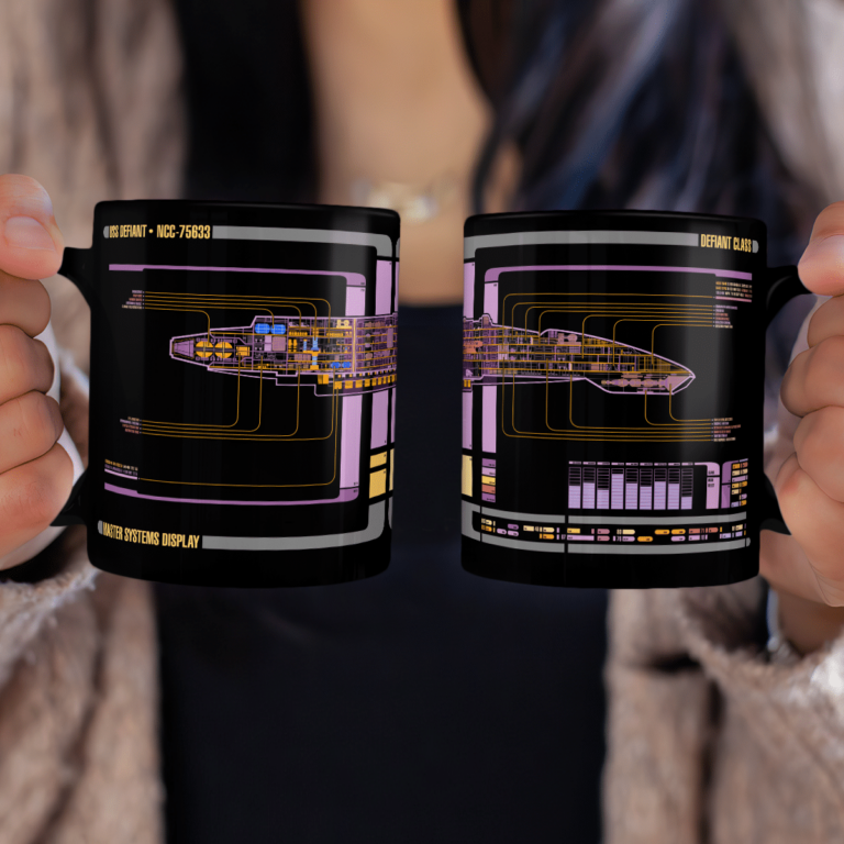 Defiant Class – USS Defiant LCARS Schematic Mug – BohoPride