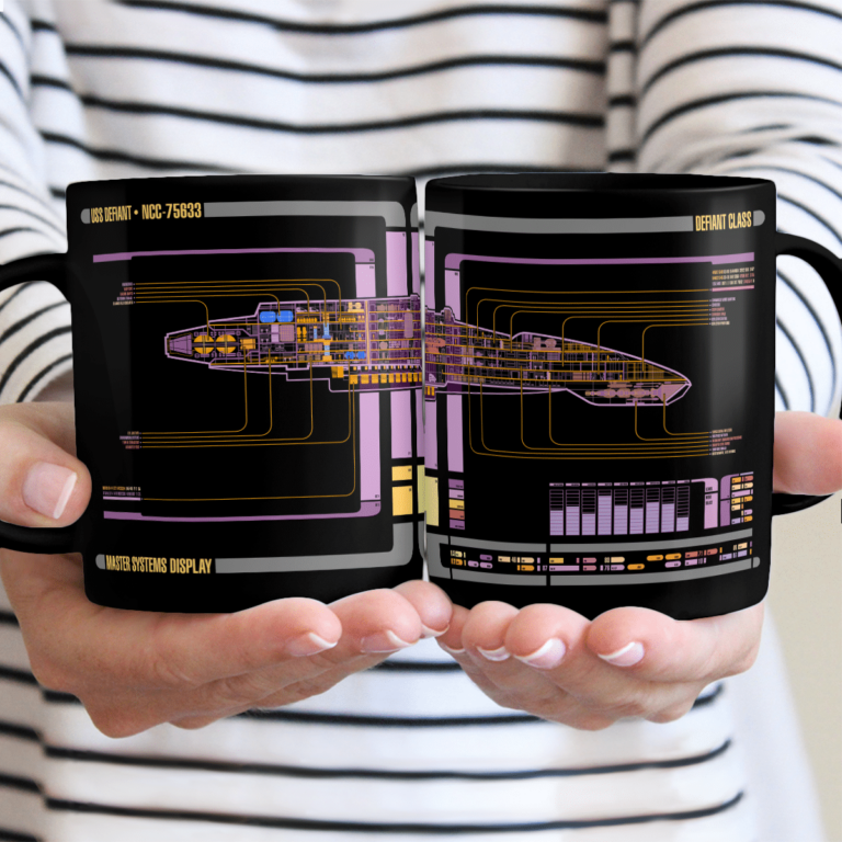 Defiant Class – USS Defiant LCARS Schematic Mug – BohoPride