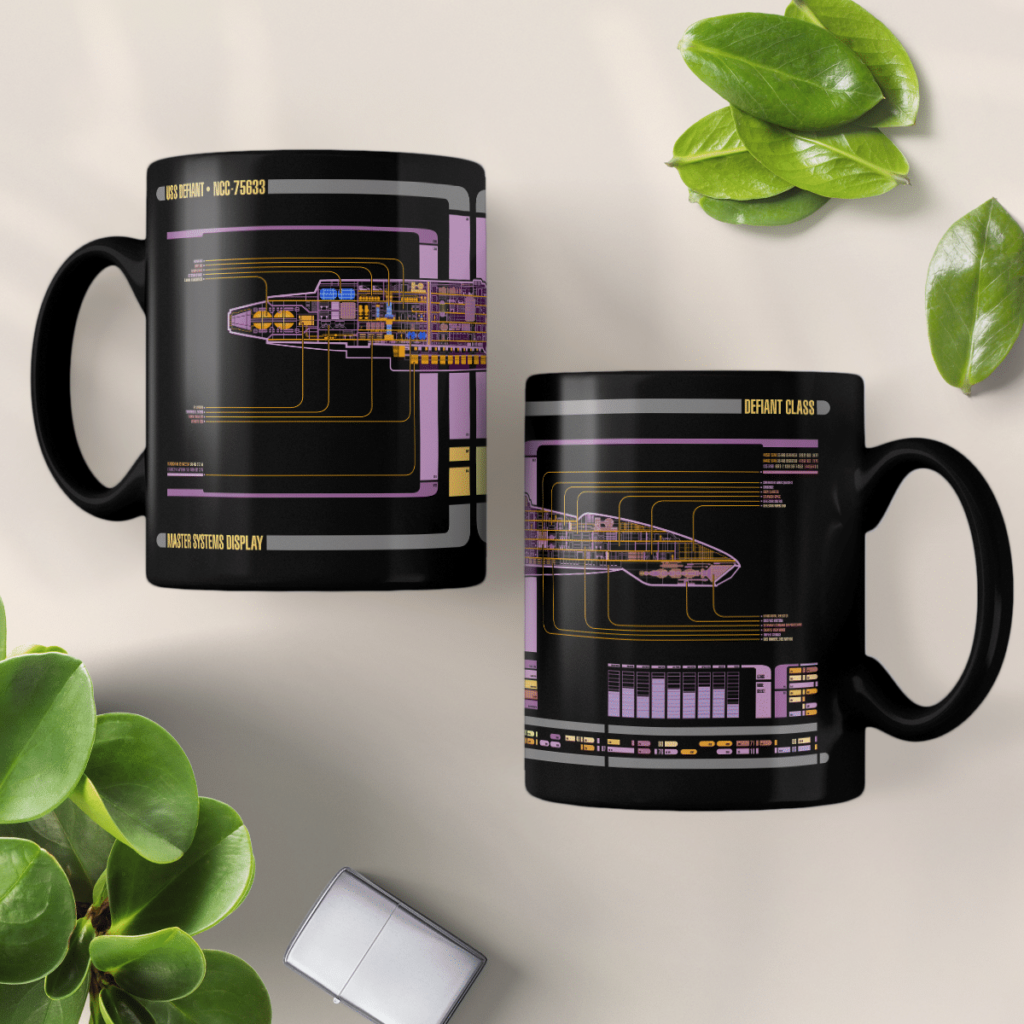 Defiant Class – USS Defiant LCARS Schematic Mug – BohoPride