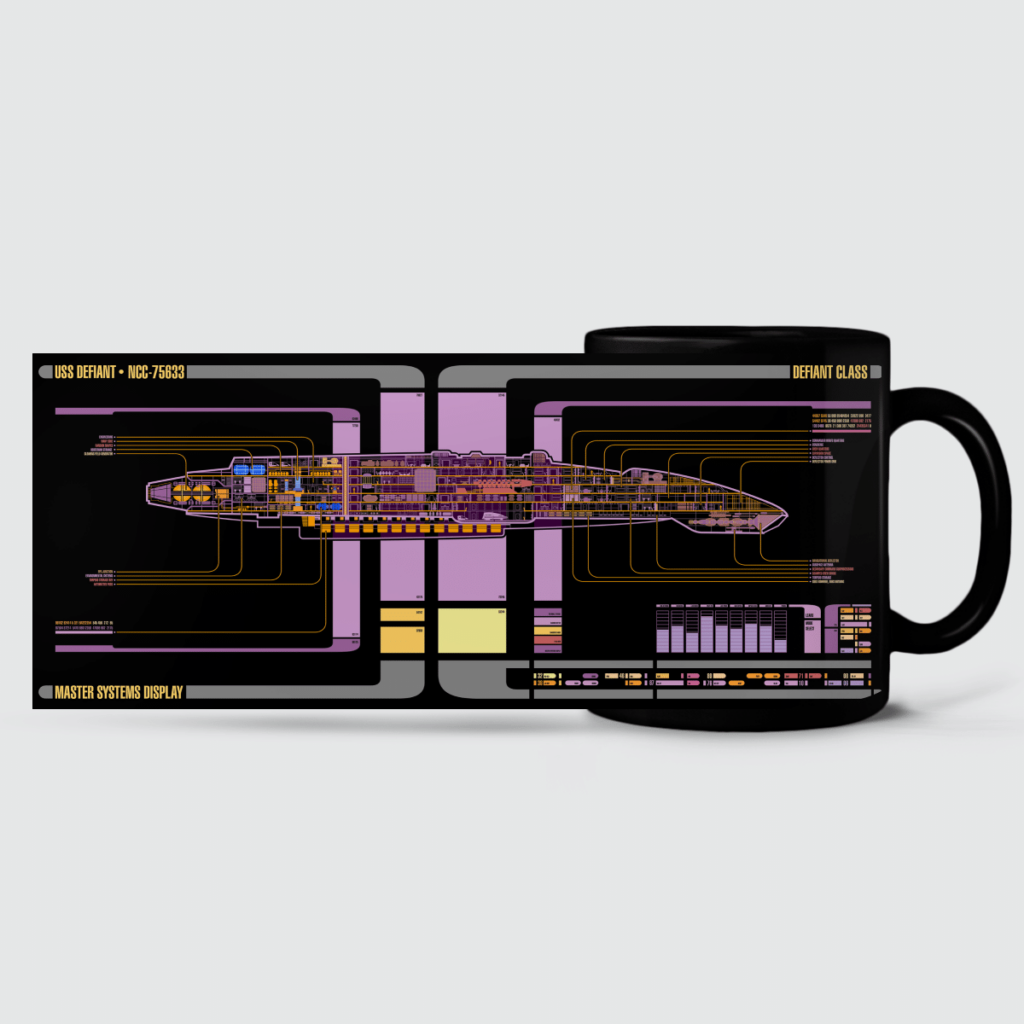Defiant Class – USS Defiant LCARS Schematic Mug – BohoPride