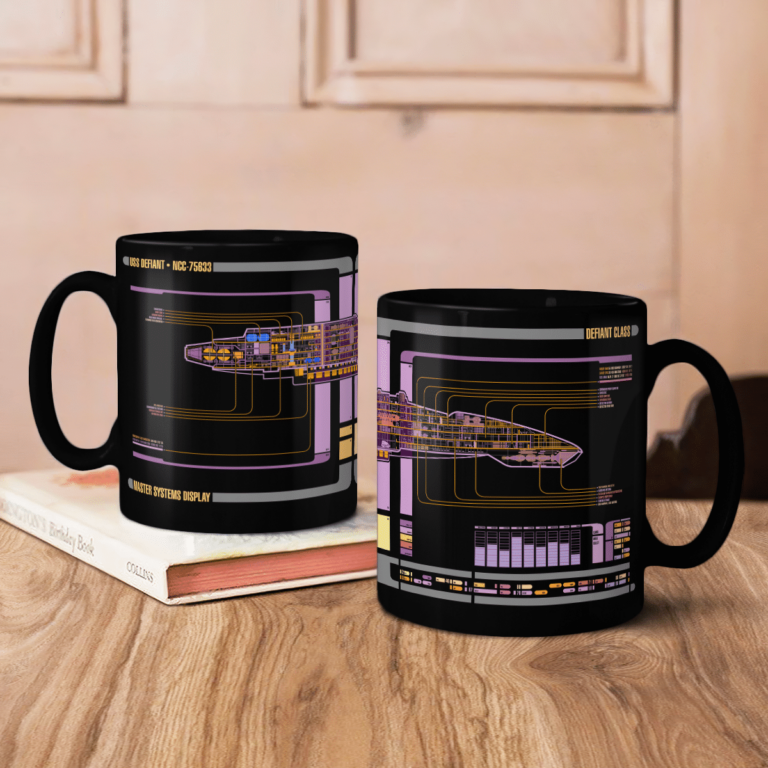 Defiant Class – USS Defiant LCARS Schematic Mug – BohoPride