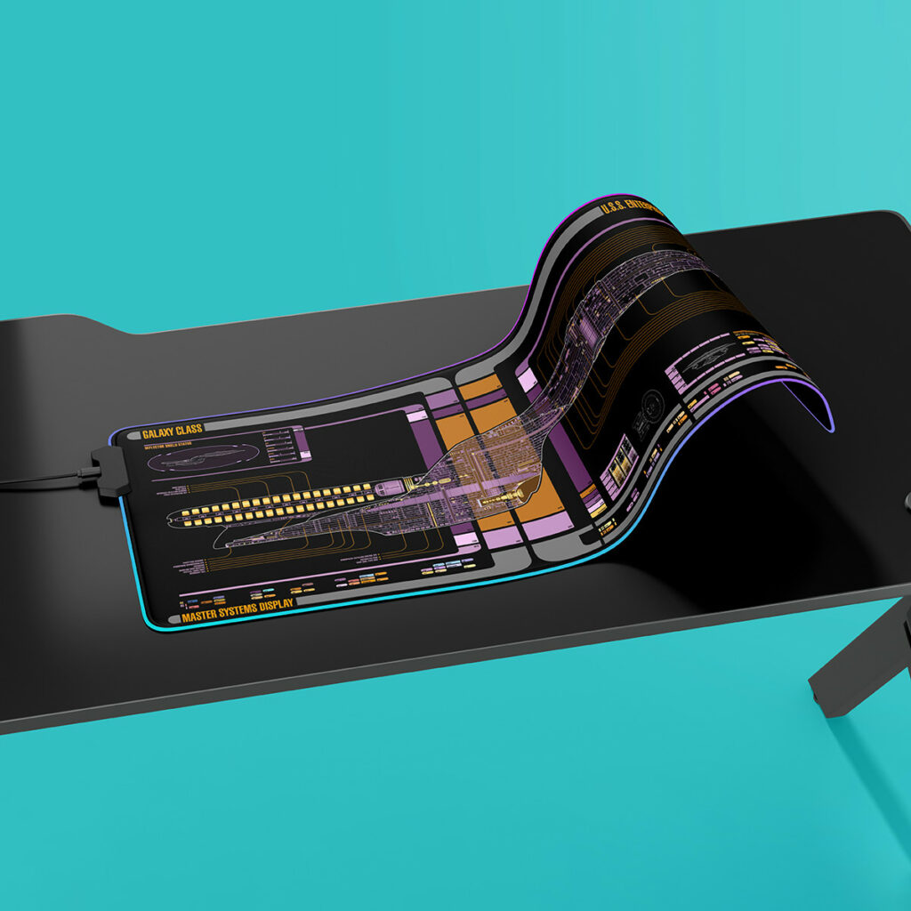 Galaxy Class – USS Enterprise-D LCARS Schematic LED Desk Mat – BohoPride