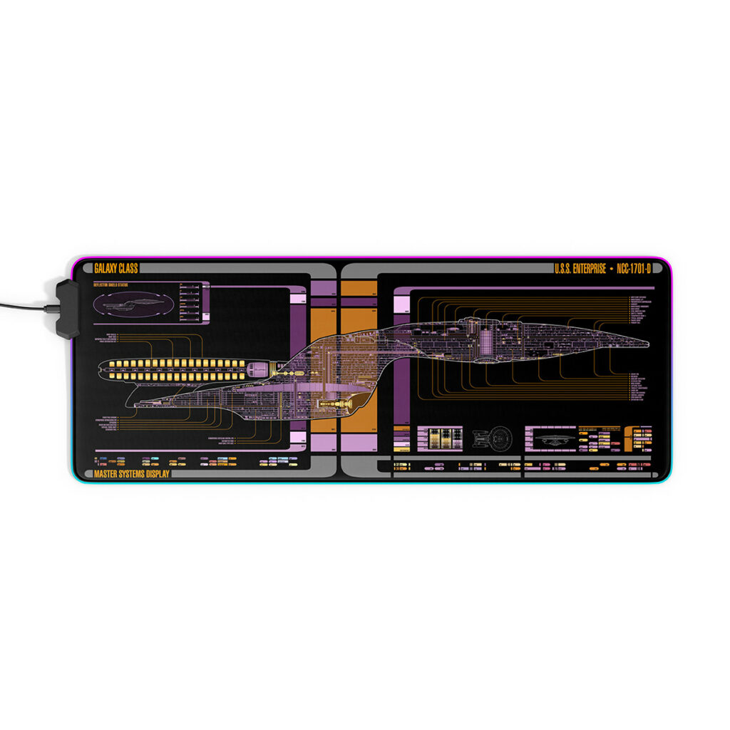 Galaxy Class – USS Enterprise-D LCARS Schematic LED Desk Mat – BohoPride