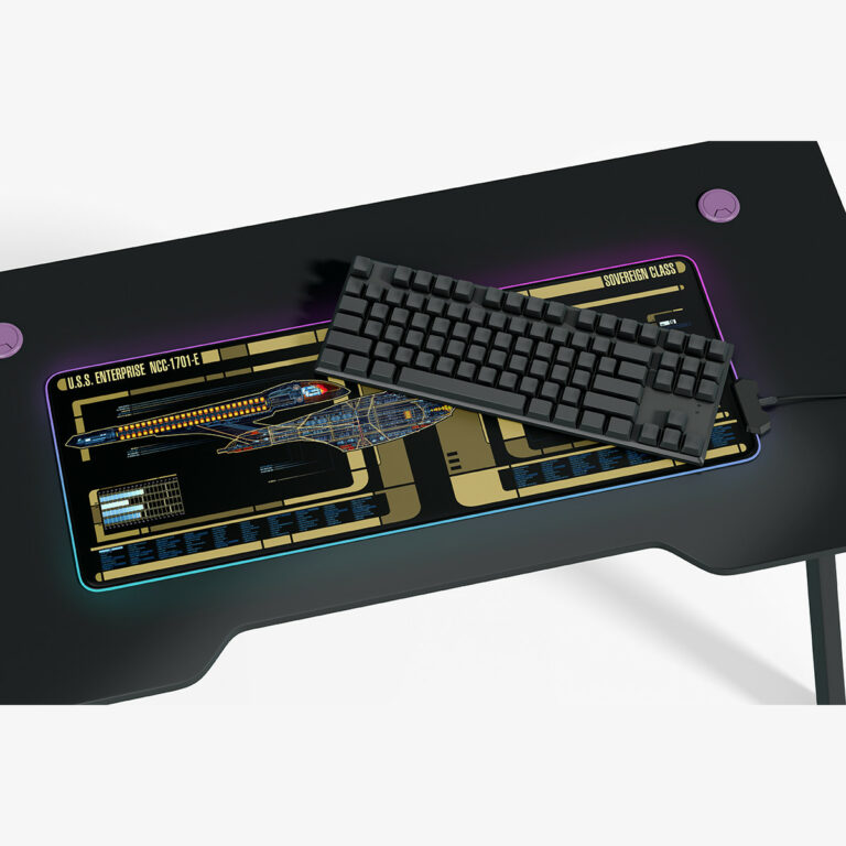 Sovereign Class – USS Enterprise-E LCARS Schematic LED Desk Mat – BohoPride