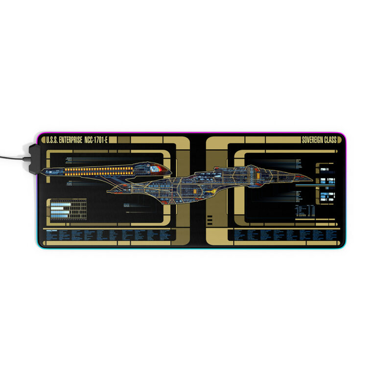 Sovereign Class – USS Enterprise-E LCARS Schematic LED Desk Mat – BohoPride