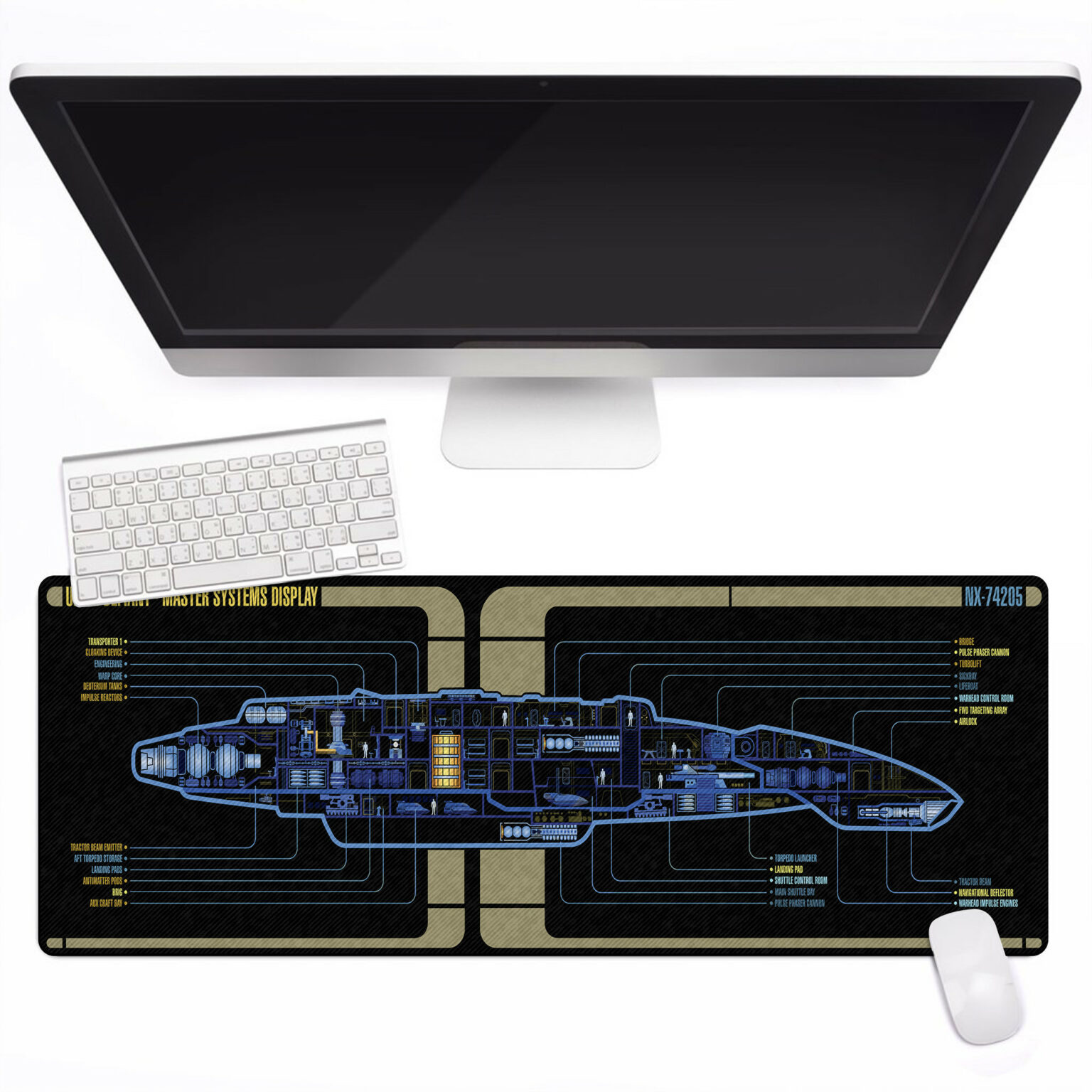 USS Defiant NX-74205 LCARS Schematic Desk Mat – BohoPride