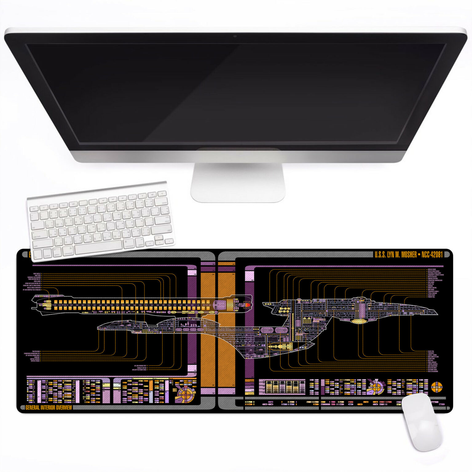 Excelsior Class – U.S.S. Lyn M. Mosher NCC-42081 LCARS Desk Mat – BohoPride