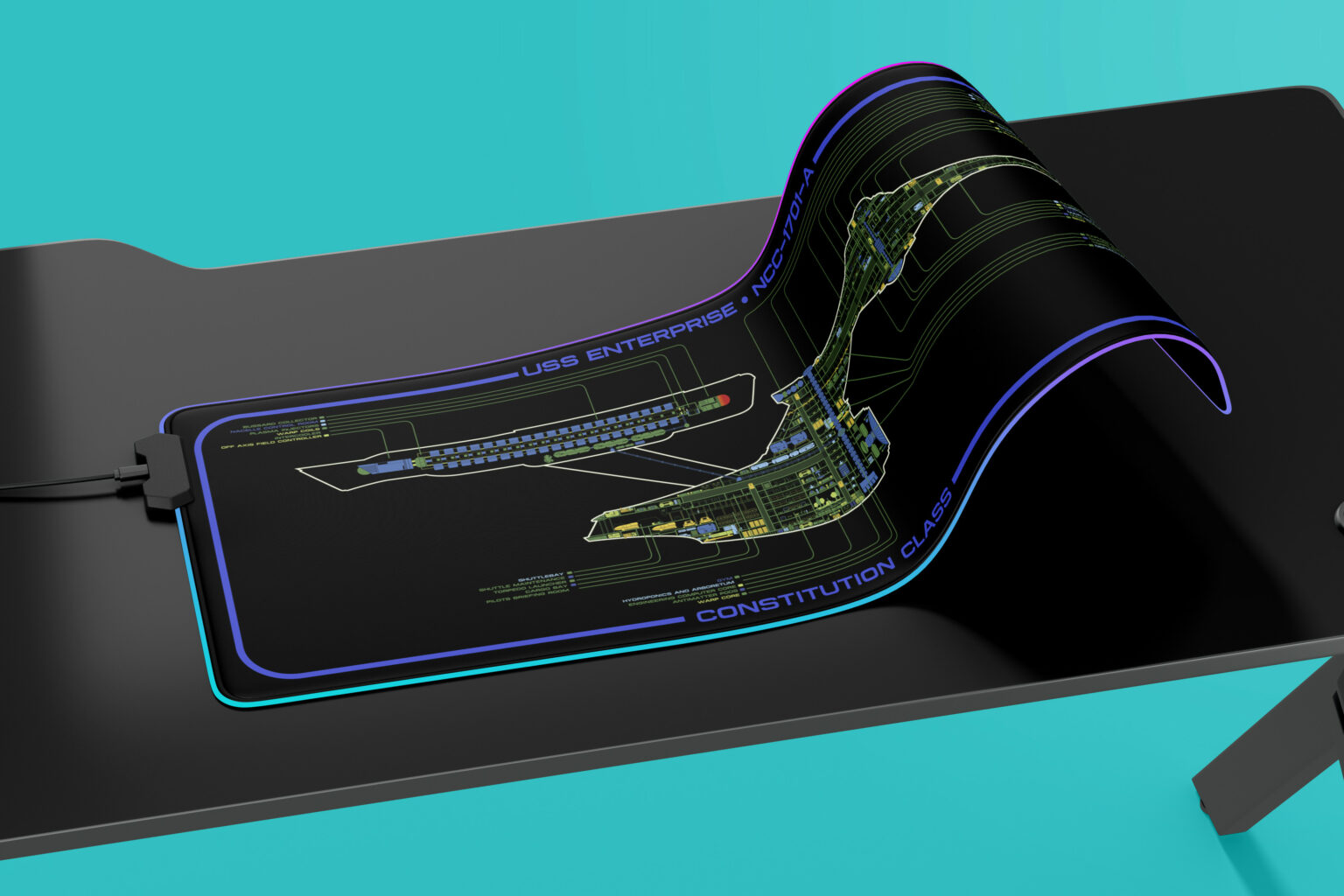 Constitution Class – USS Enterprise NCC-1701-A LCARS LED Desk Mat ...