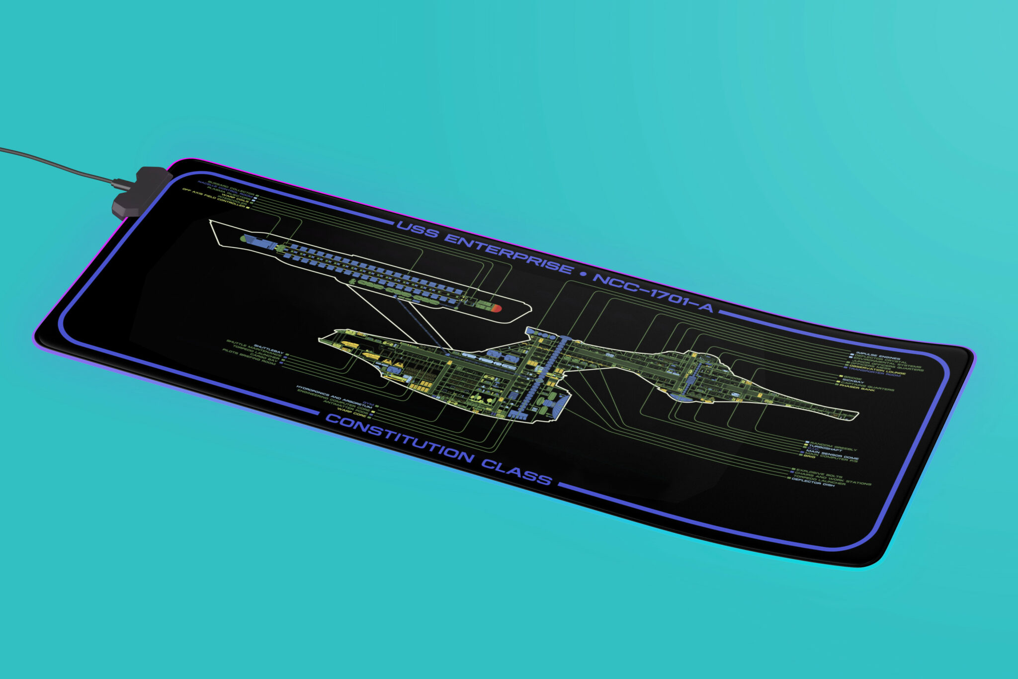 Constitution Class – USS Enterprise NCC-1701-A LCARS LED Desk Mat ...