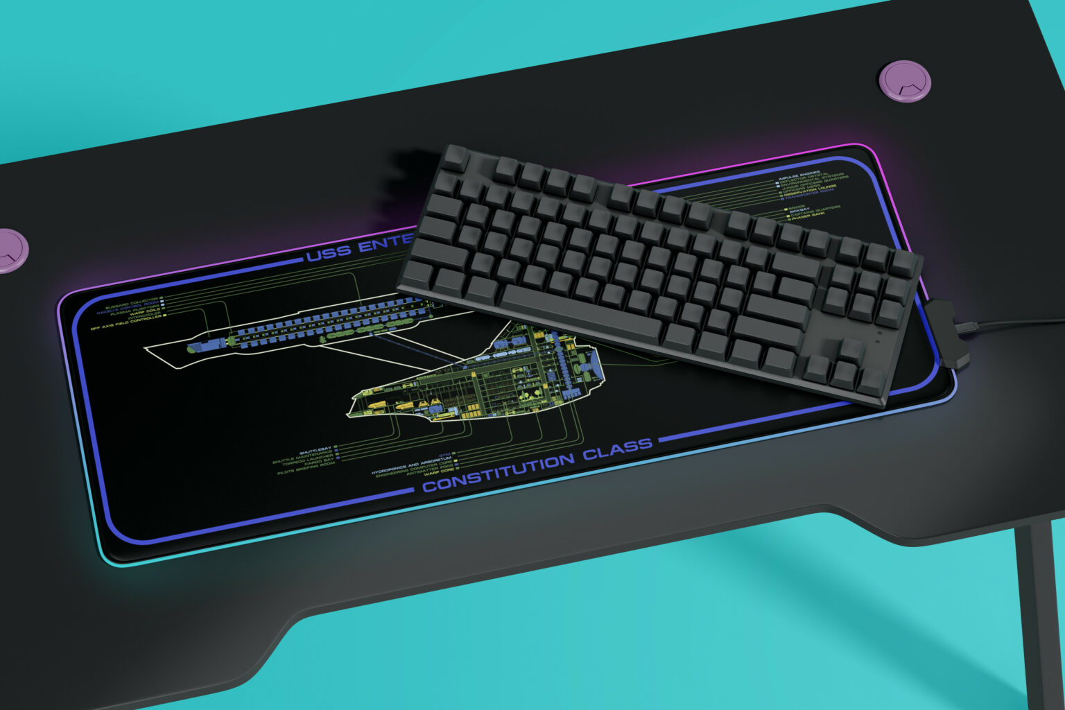 Constitution Class – USS Enterprise NCC-1701-A LCARS LED Desk Mat ...