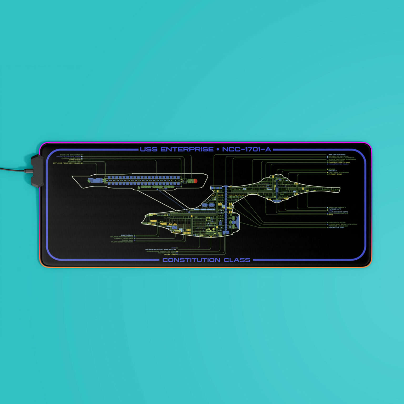 Constitution Class – USS Enterprise NCC-1701-A LCARS LED Desk Mat ...