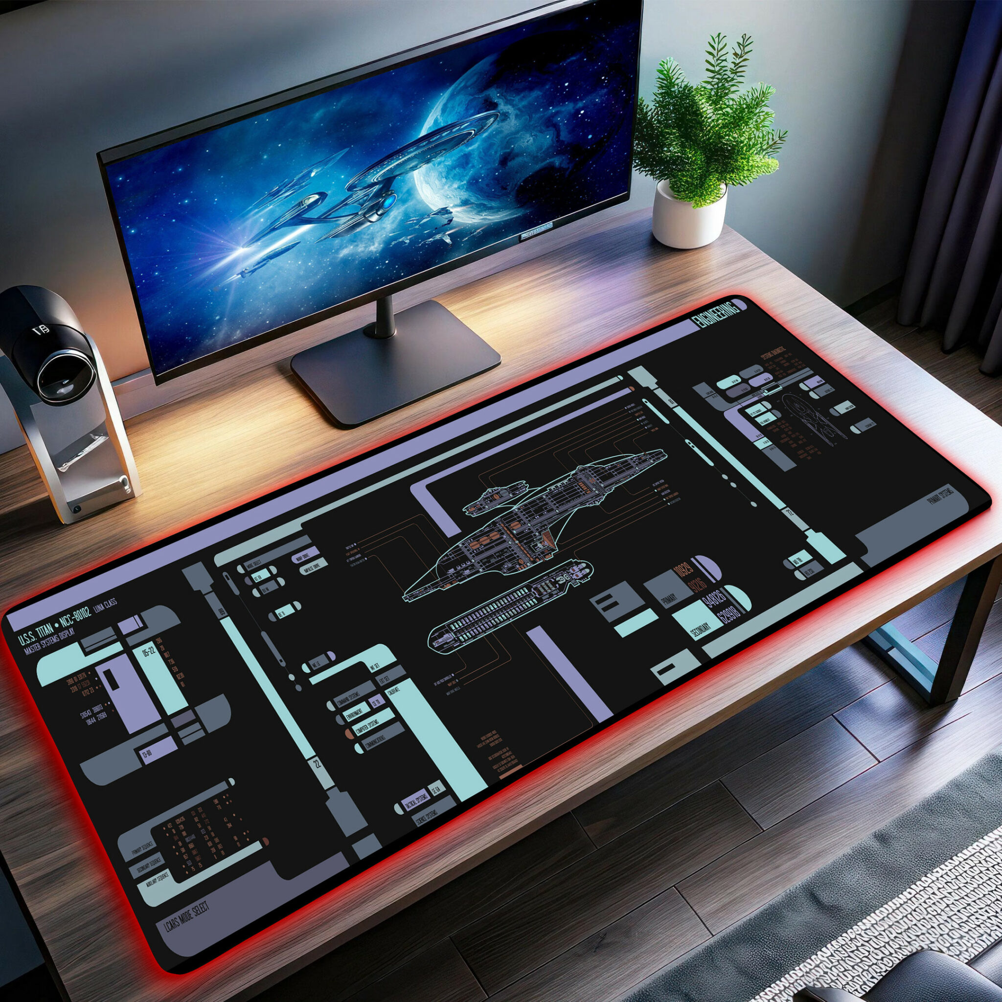 Engineering Luna Class U.S.S. Titan MSD NCC-80102 LCARS LED Desk Mat ...