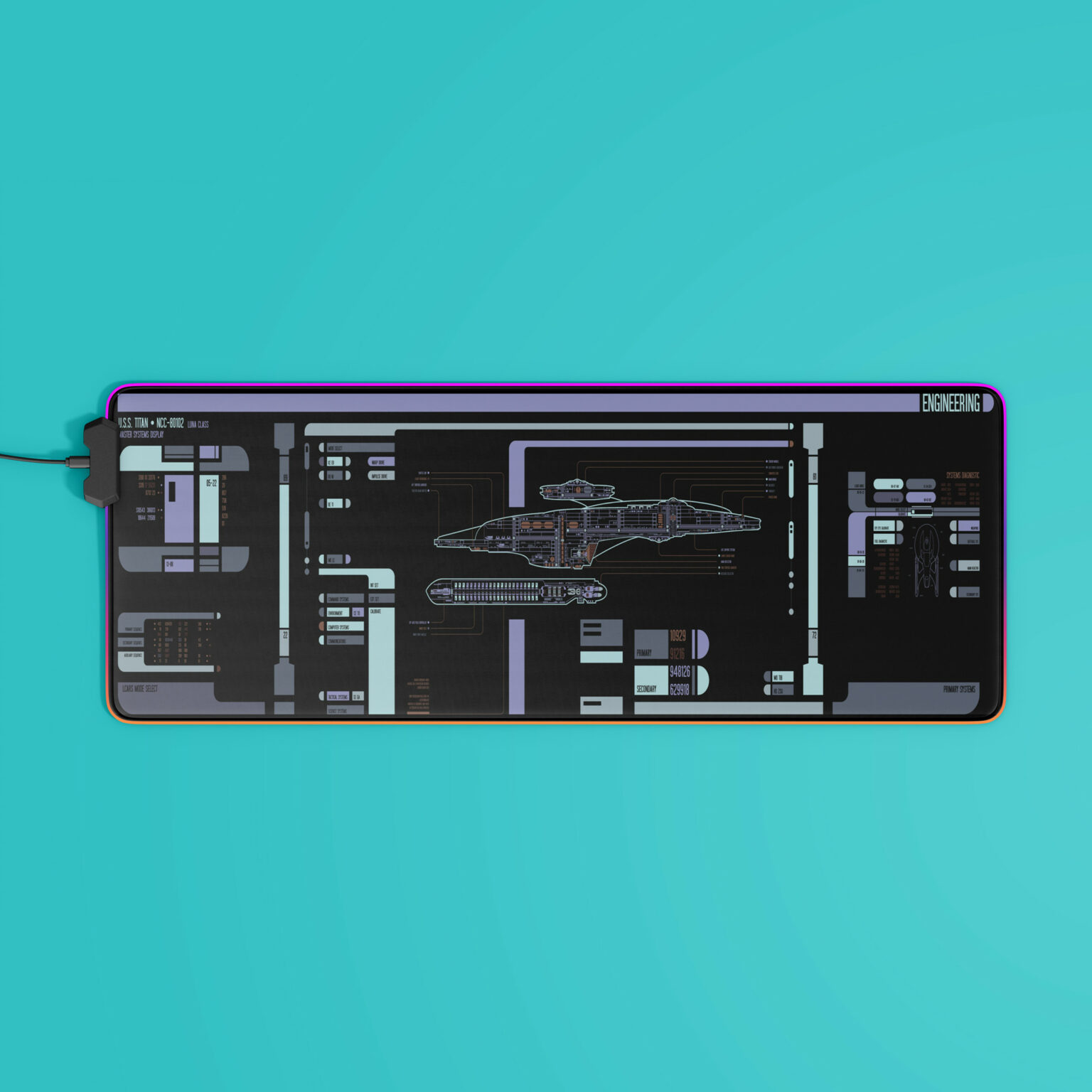 Engineering Luna Class U.S.S. Titan MSD NCC-80102 LCARS LED Desk Mat ...