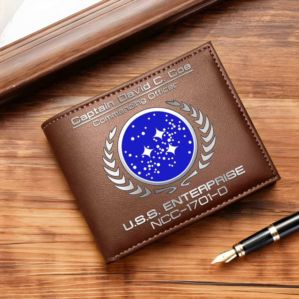 Personalized Star Trek U.S.S. Enterprise NCC-1701-D Leather Wallet ...