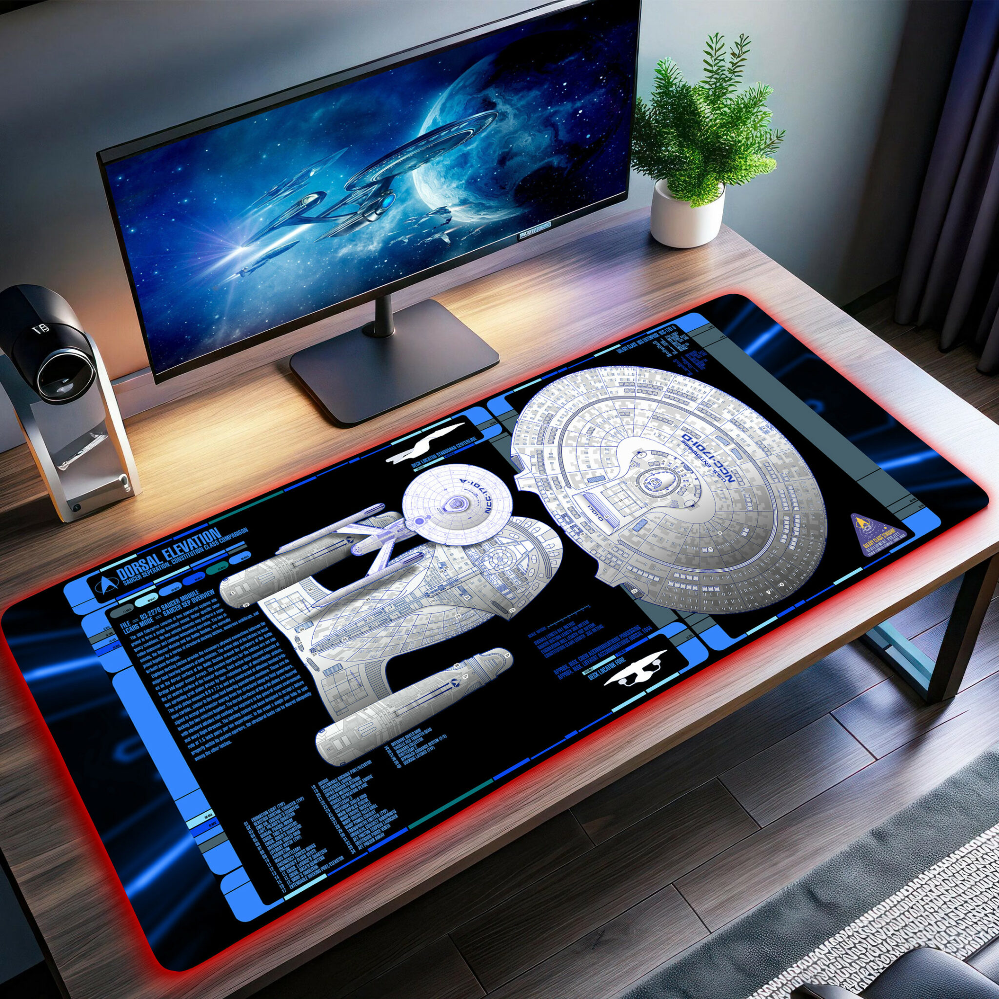 ST TNG Dorsal Elevation Enterspire D LCARS LED Desk Mat – BohoPride