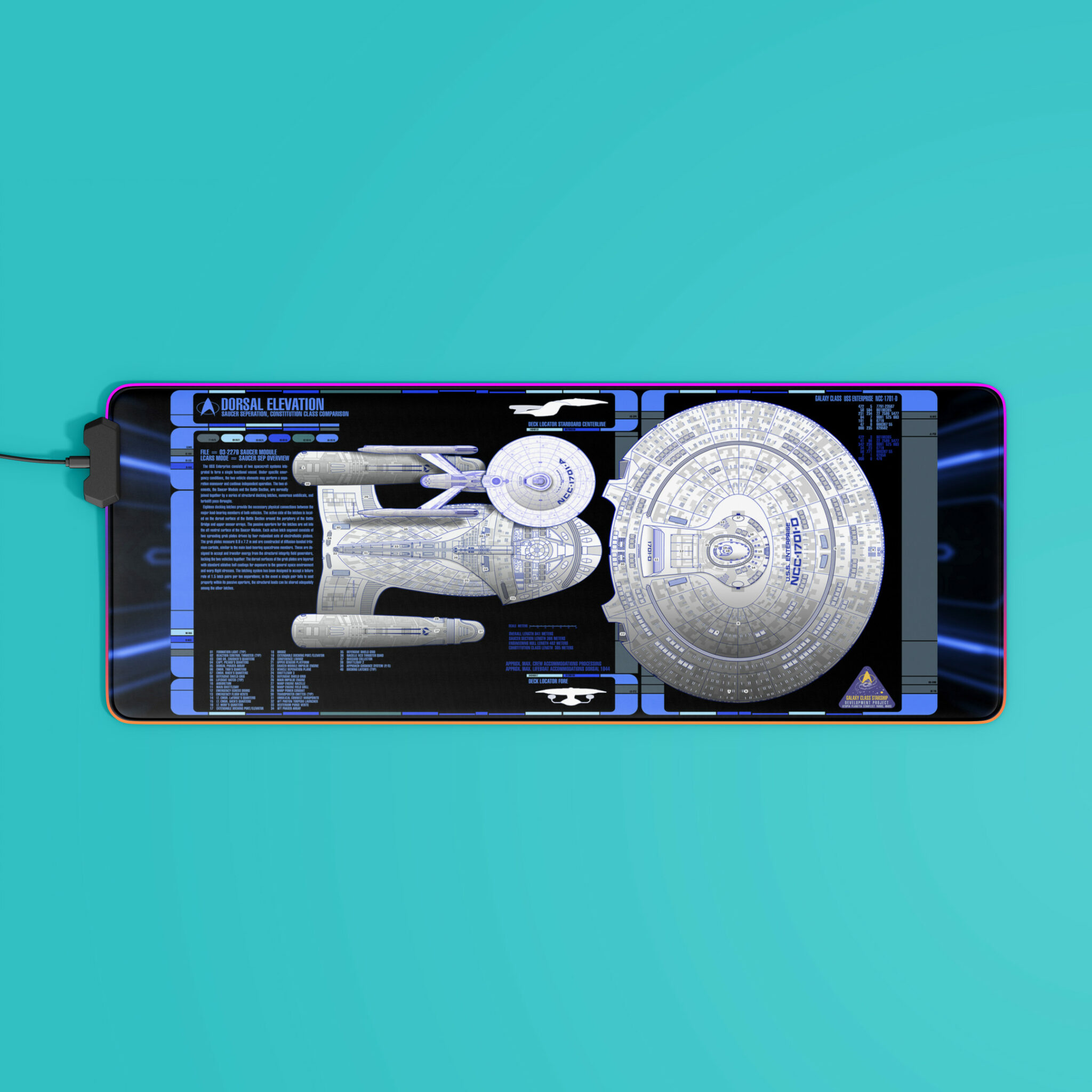 ST TNG Dorsal Elevation Enterspire D LCARS LED Desk Mat – BohoPride