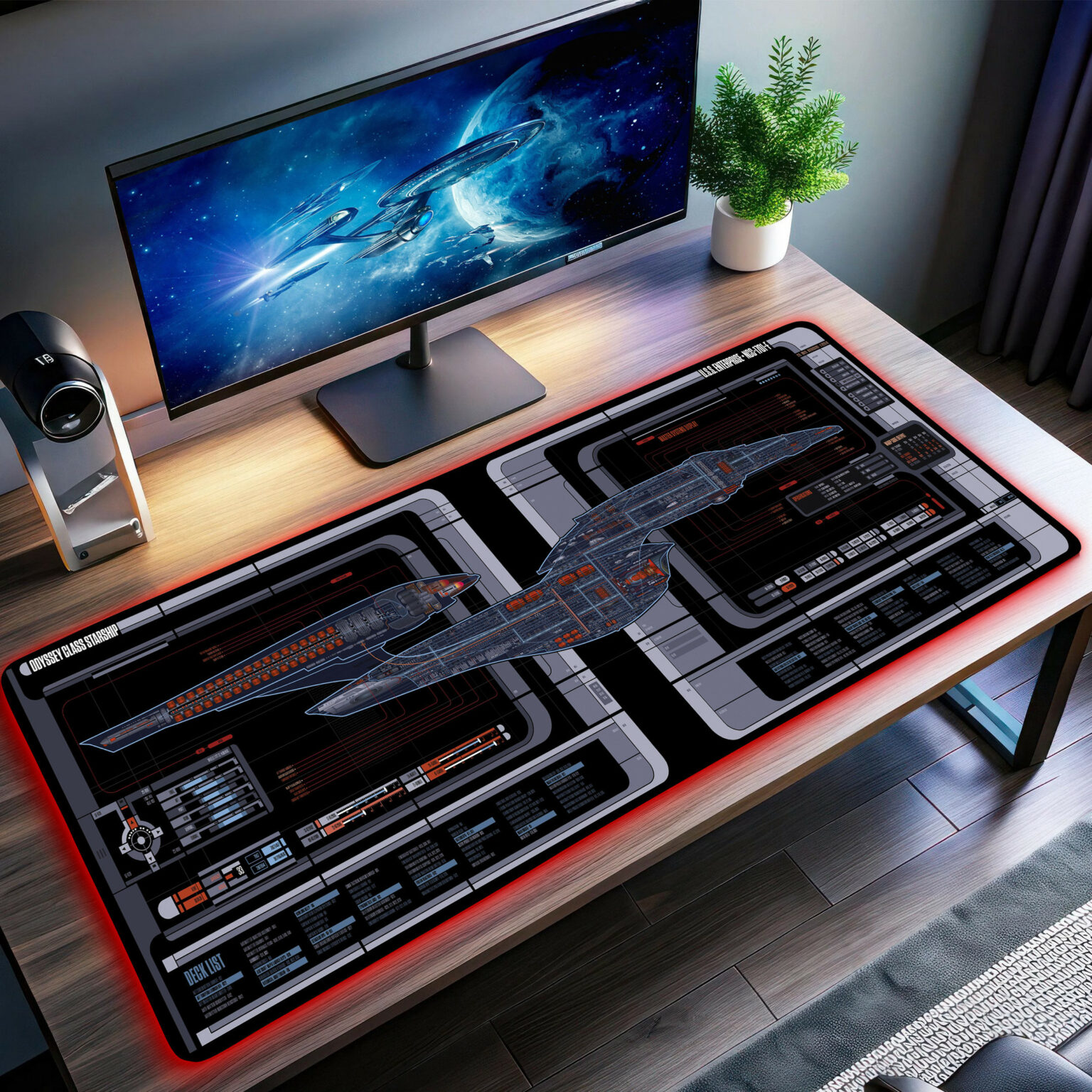 The Enterprise NCC-1701-F Odyssey Class Starship LED Desk Mat – BohoPride