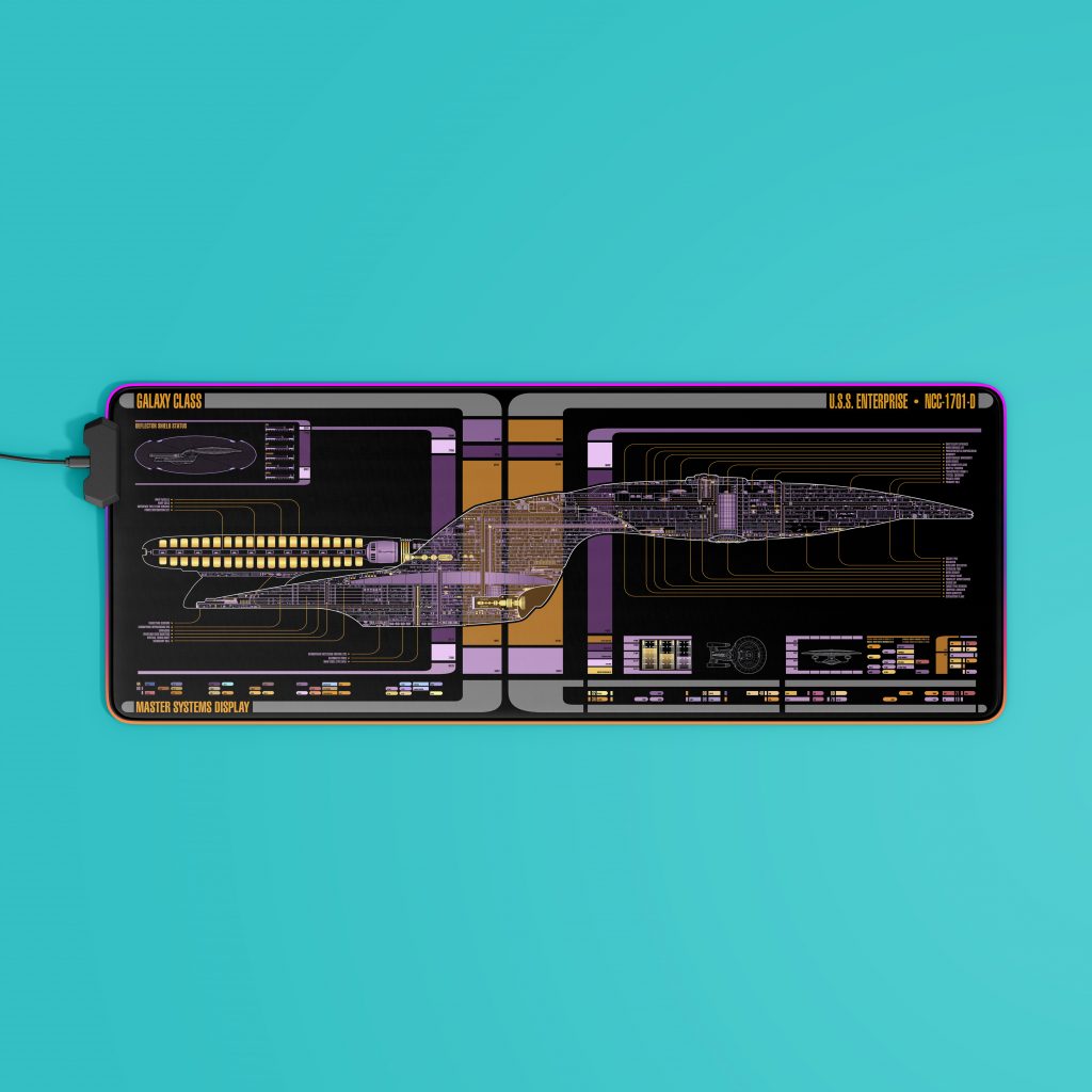 Galaxy Class – USS Enterprise-D LCARS Schematic LED Desk Mat – BohoPride
