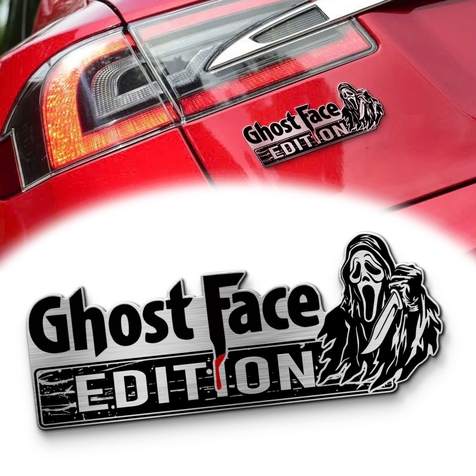 Ghost Face Edition Laser Engraved Car Name Emblem – BohoPride