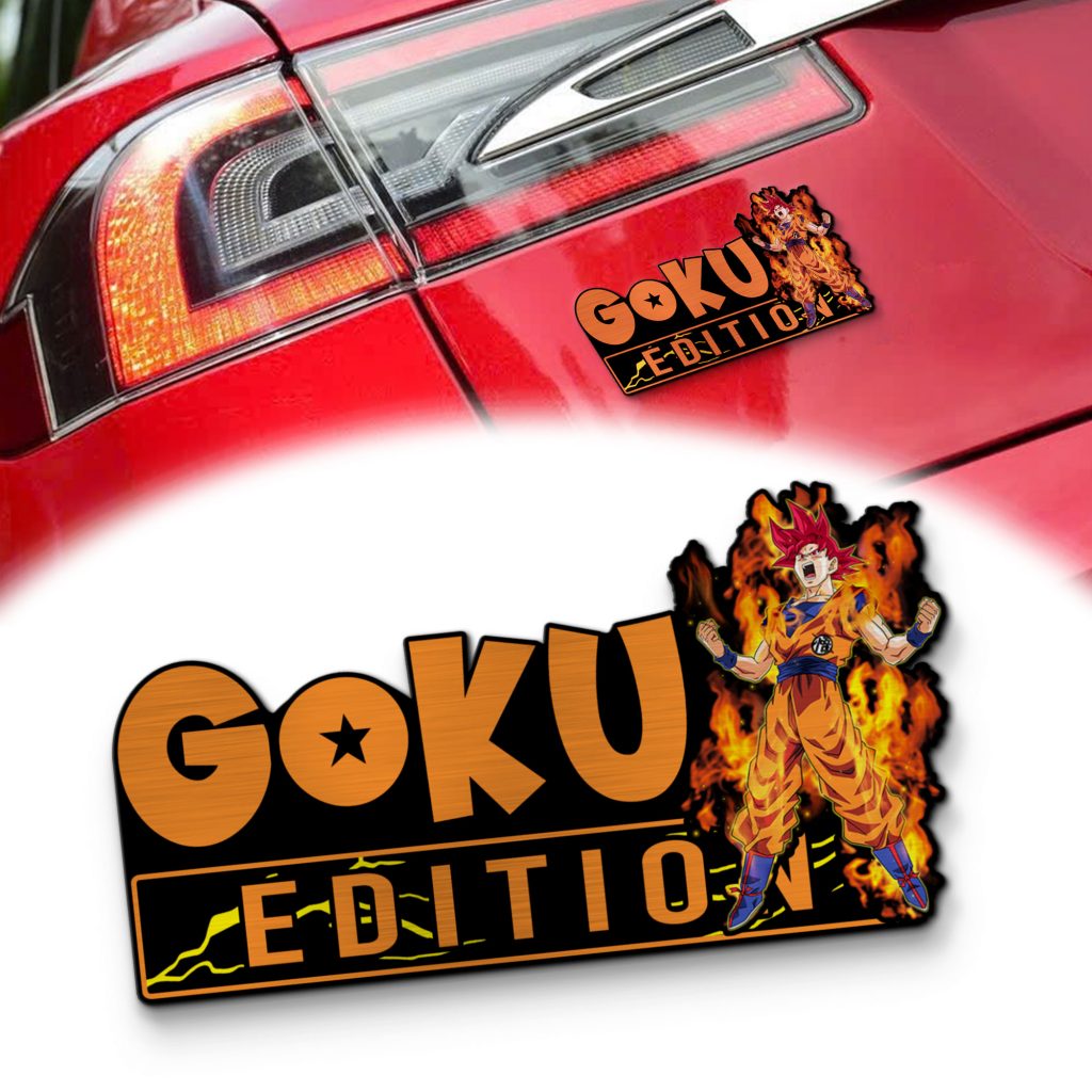 Goku Edition – Super Saiyan God Laser-Engraved Car Badge – BohoPride
