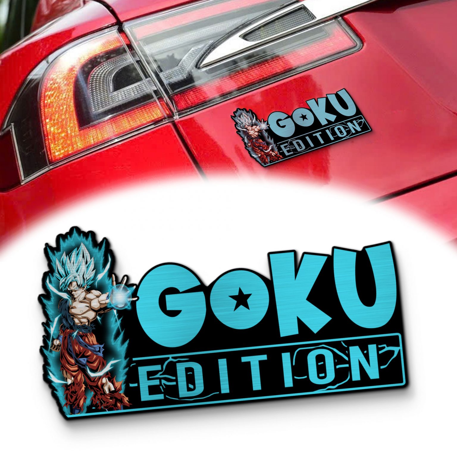 Goku Edition – Super Saiyan Blue Laser-Engraved Car Badge – BohoPride