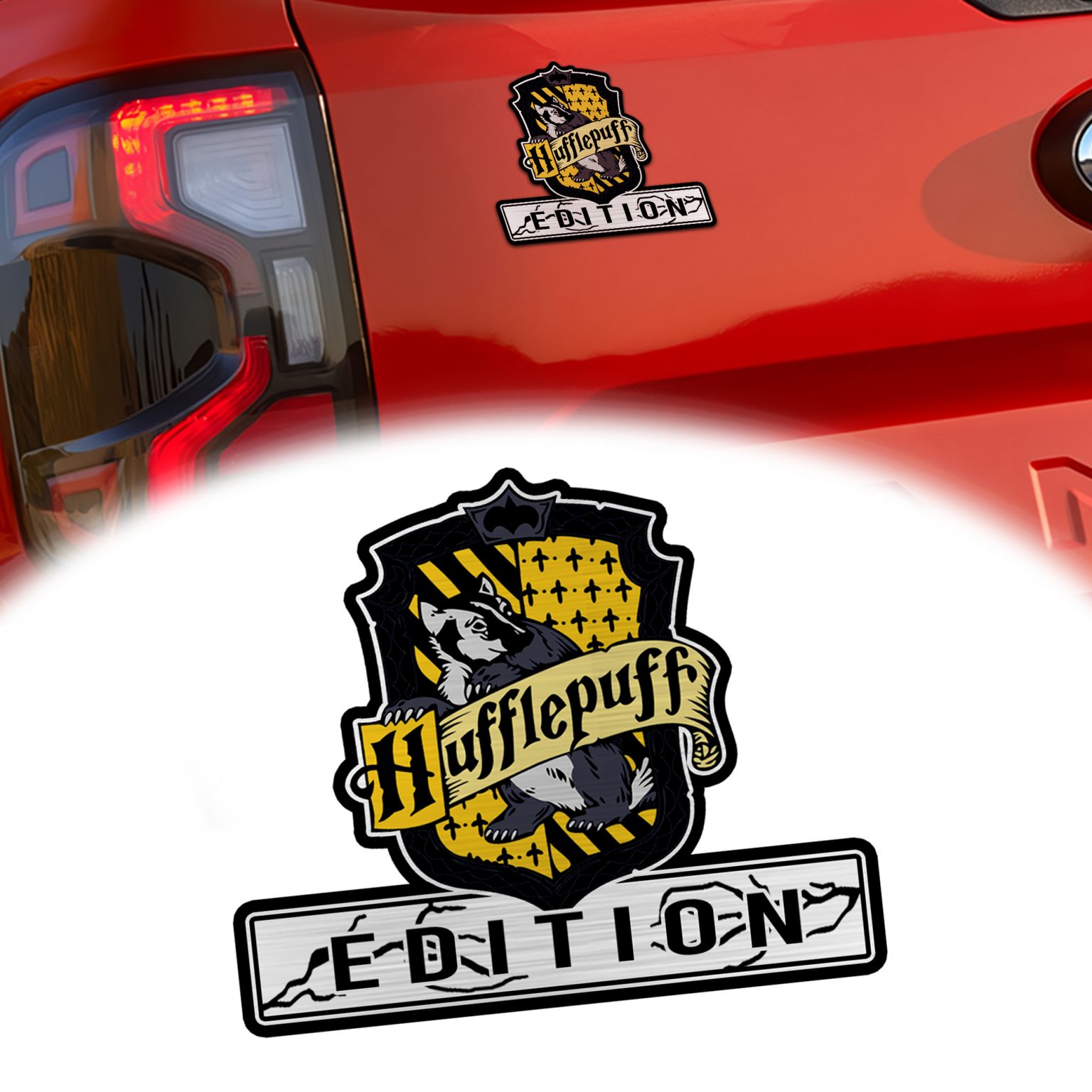 Hufflepuff Edition Laser Engraved Car Emblem Version 3 – BohoPride