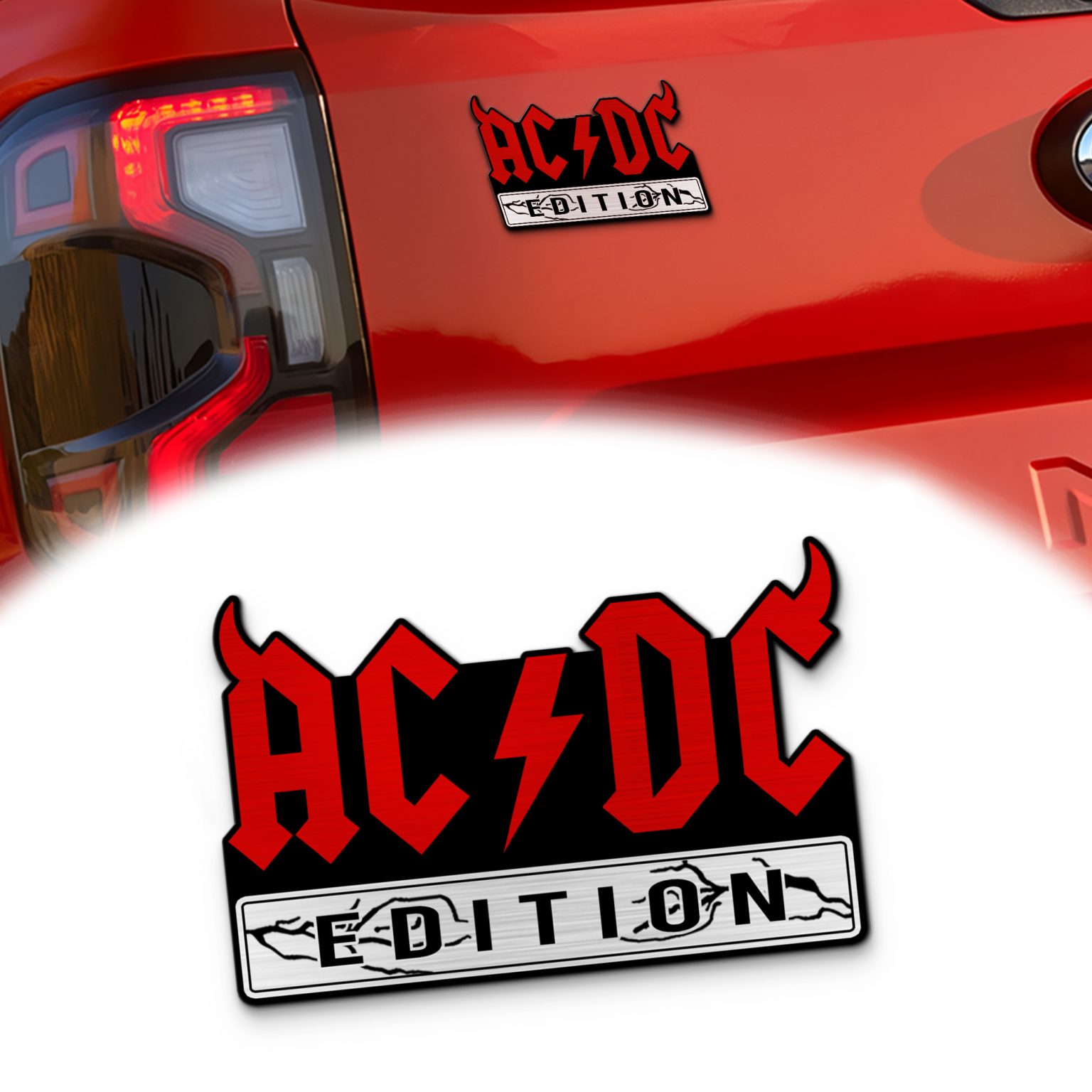 AC/DC Edition Laser Engraved Car Name Emblem Version 2 – BohoPride