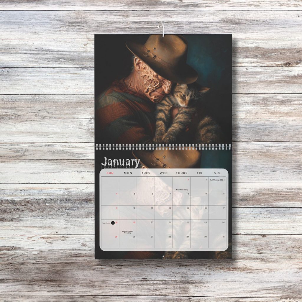 Horror Icons with Cats 2026 Wall Calendar – BohoPride
